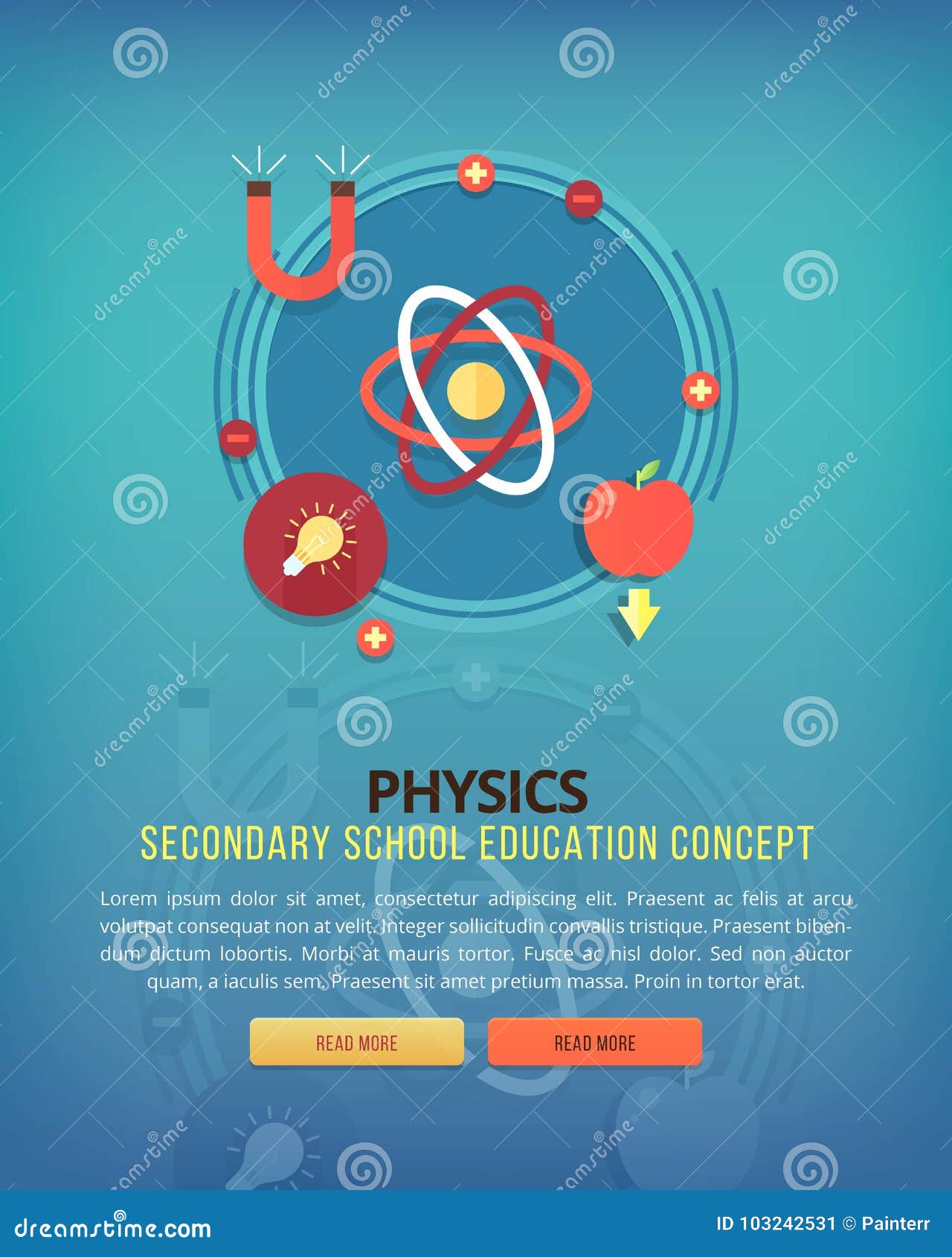 Physics and Math. Education and Science Vertical Layout Concepts. Flat ...