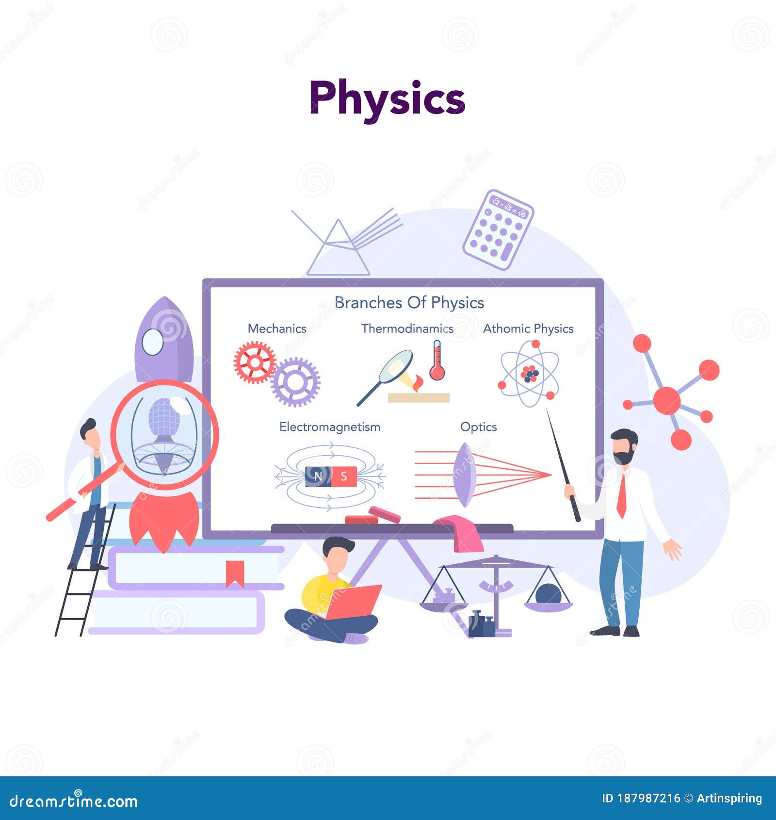 Physics School Subject Concept. Scientist Explore Electricity, Stock ...