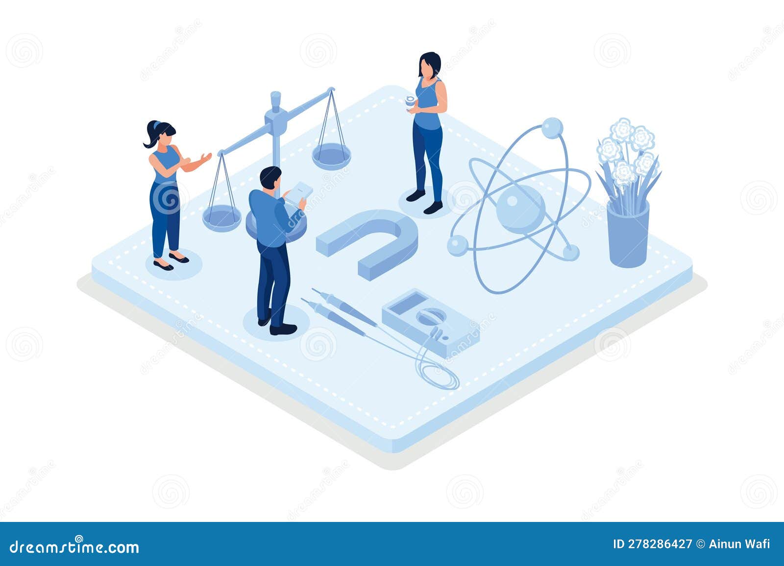 Physics School Subject Concept. Scientist Explore Electricity ...