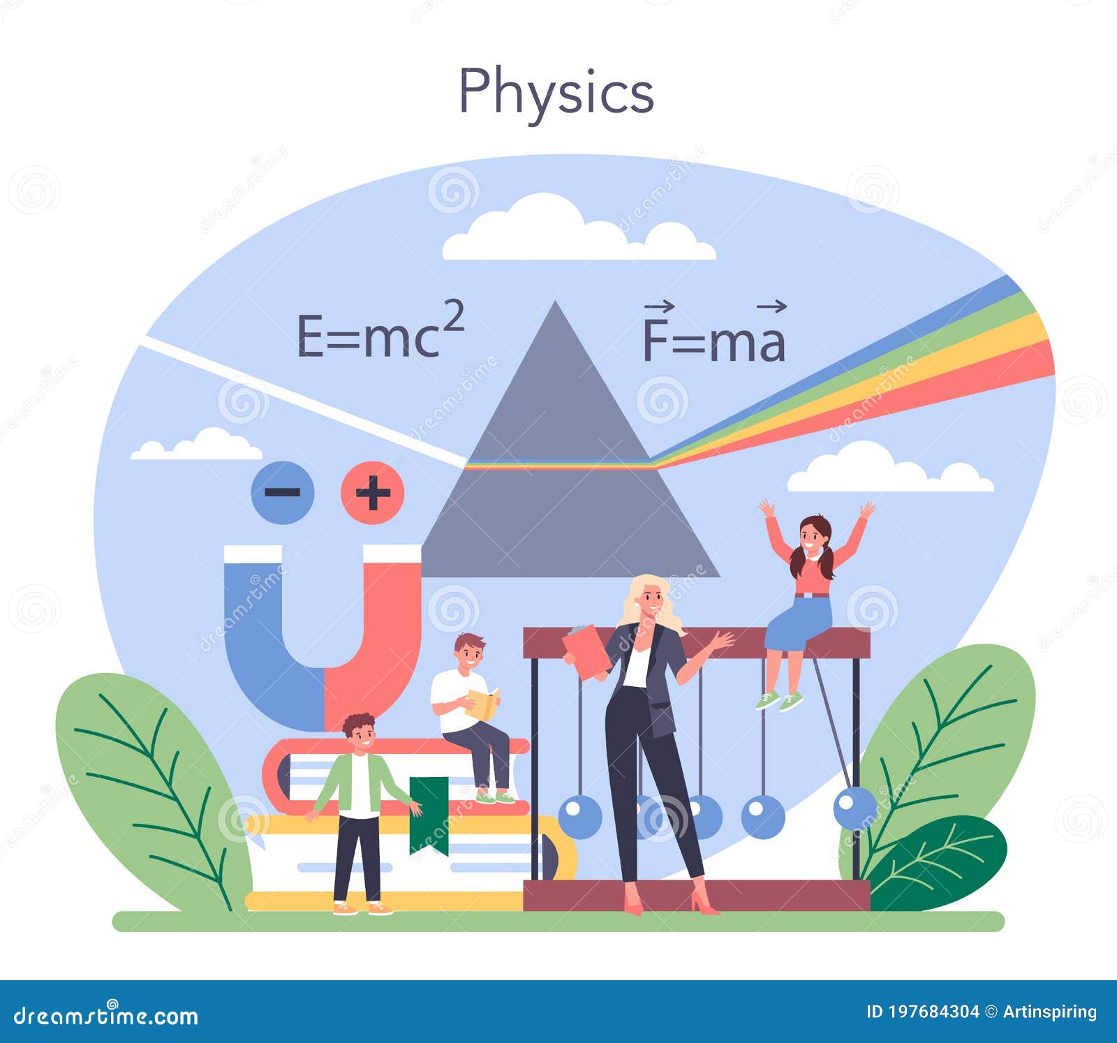 Physics School Subject Concept. Scientist Explore Electricity Stock ...
