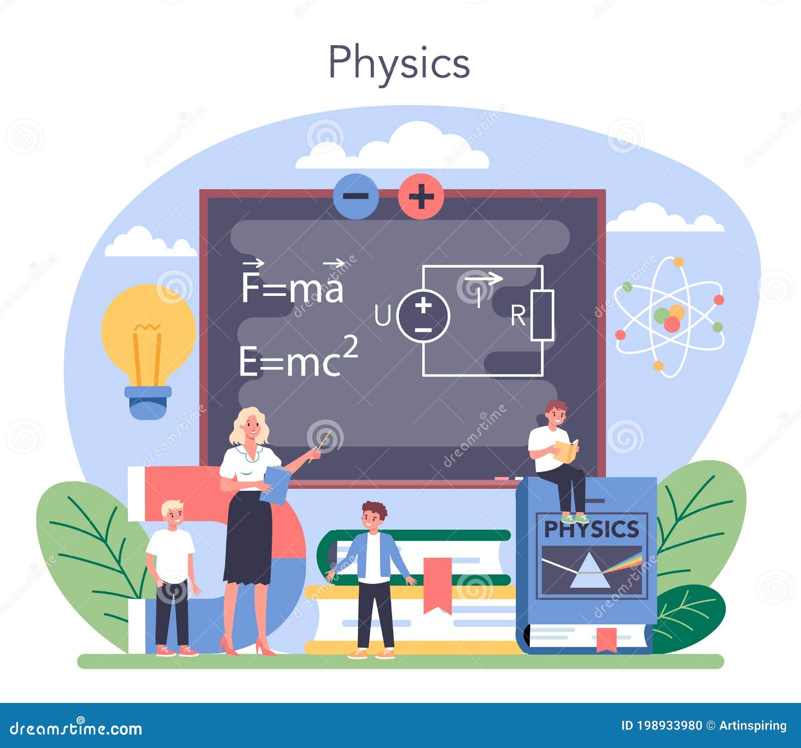 Physics School Subject Concept. Scientist Explore Electricity Stock ...