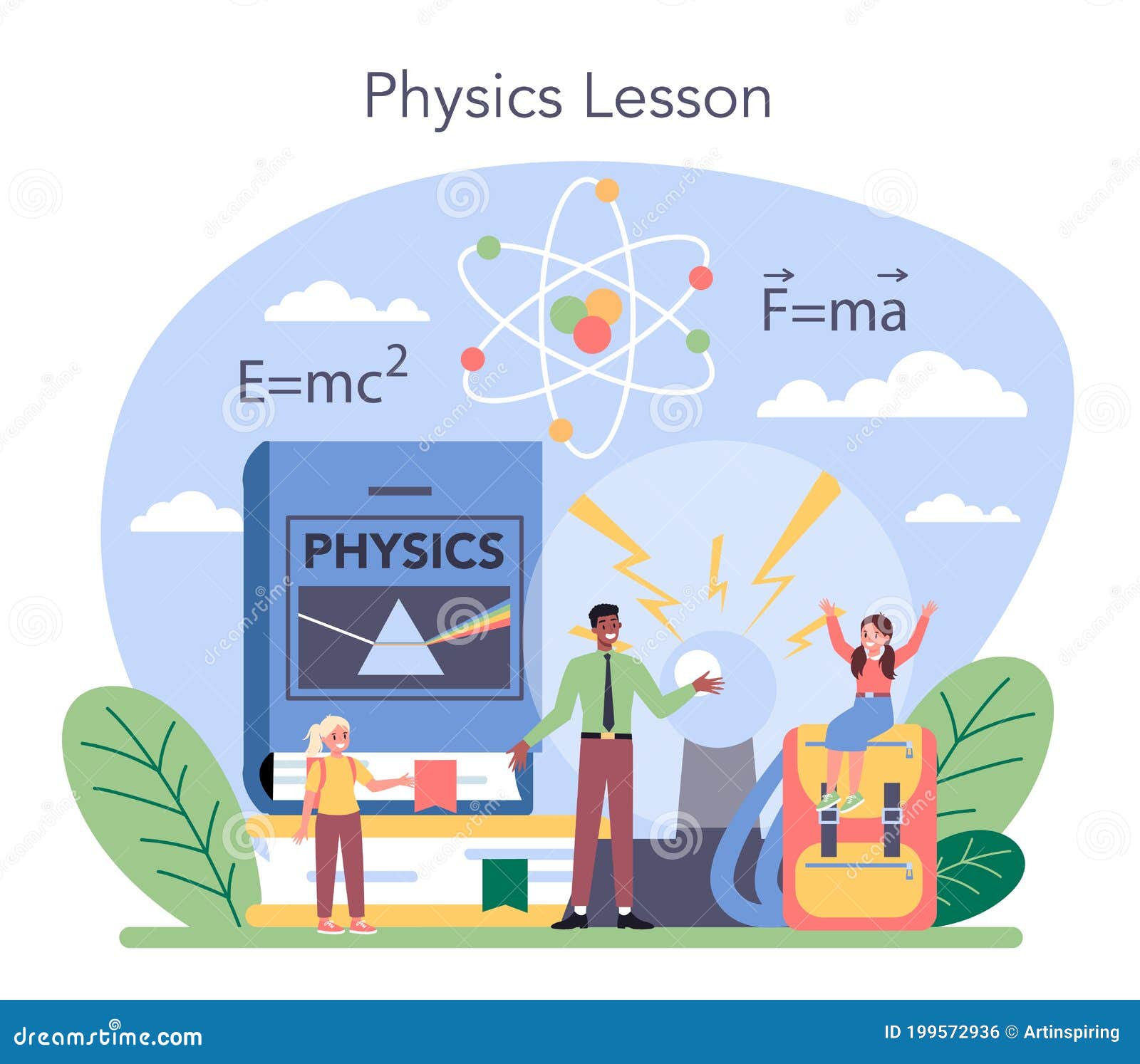 Physics School Subject Concept. Students Explore Electricity, Magnetism ...