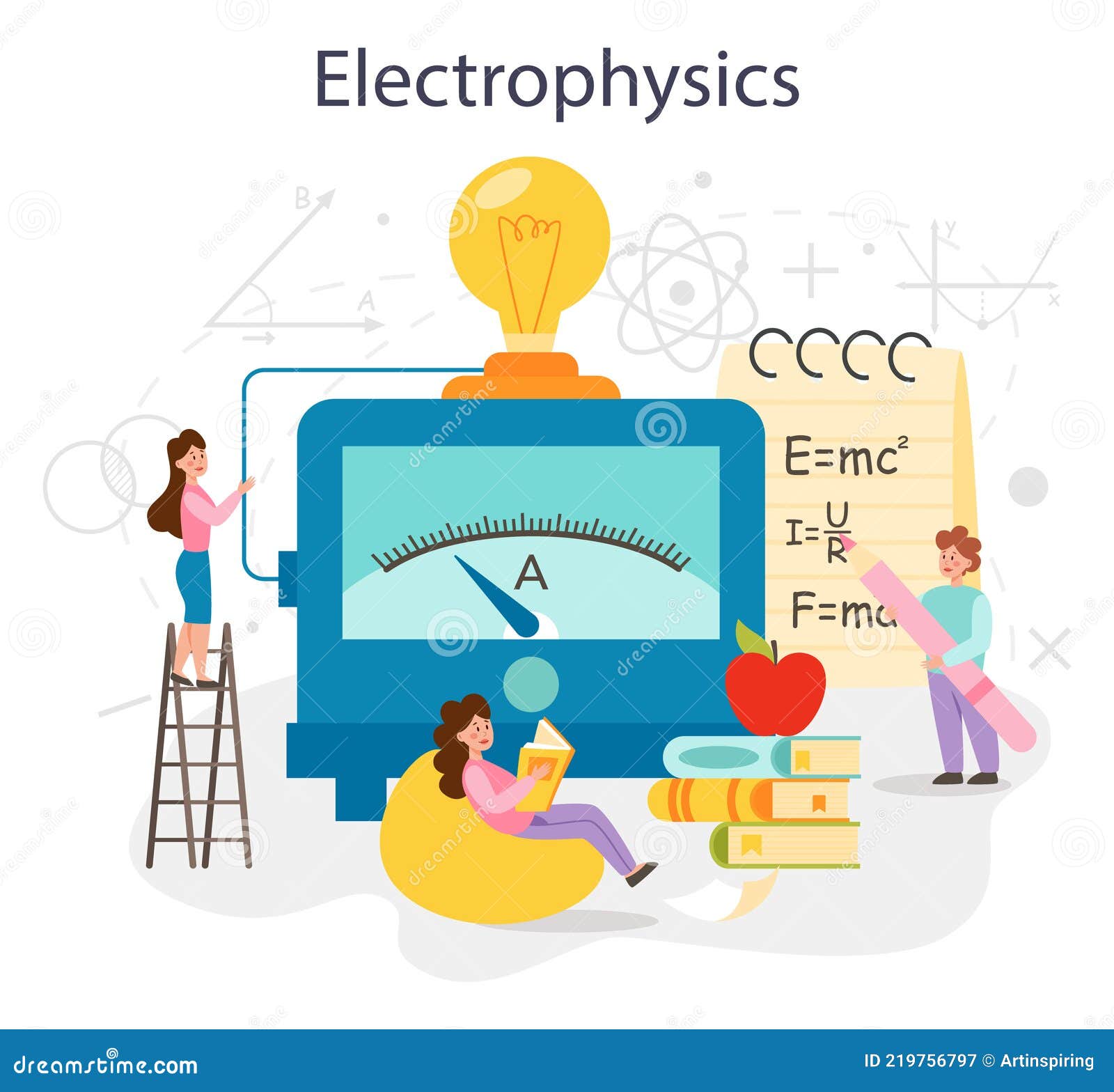Physics School Subject Concept. Scientist Explore Electricity Stock ...