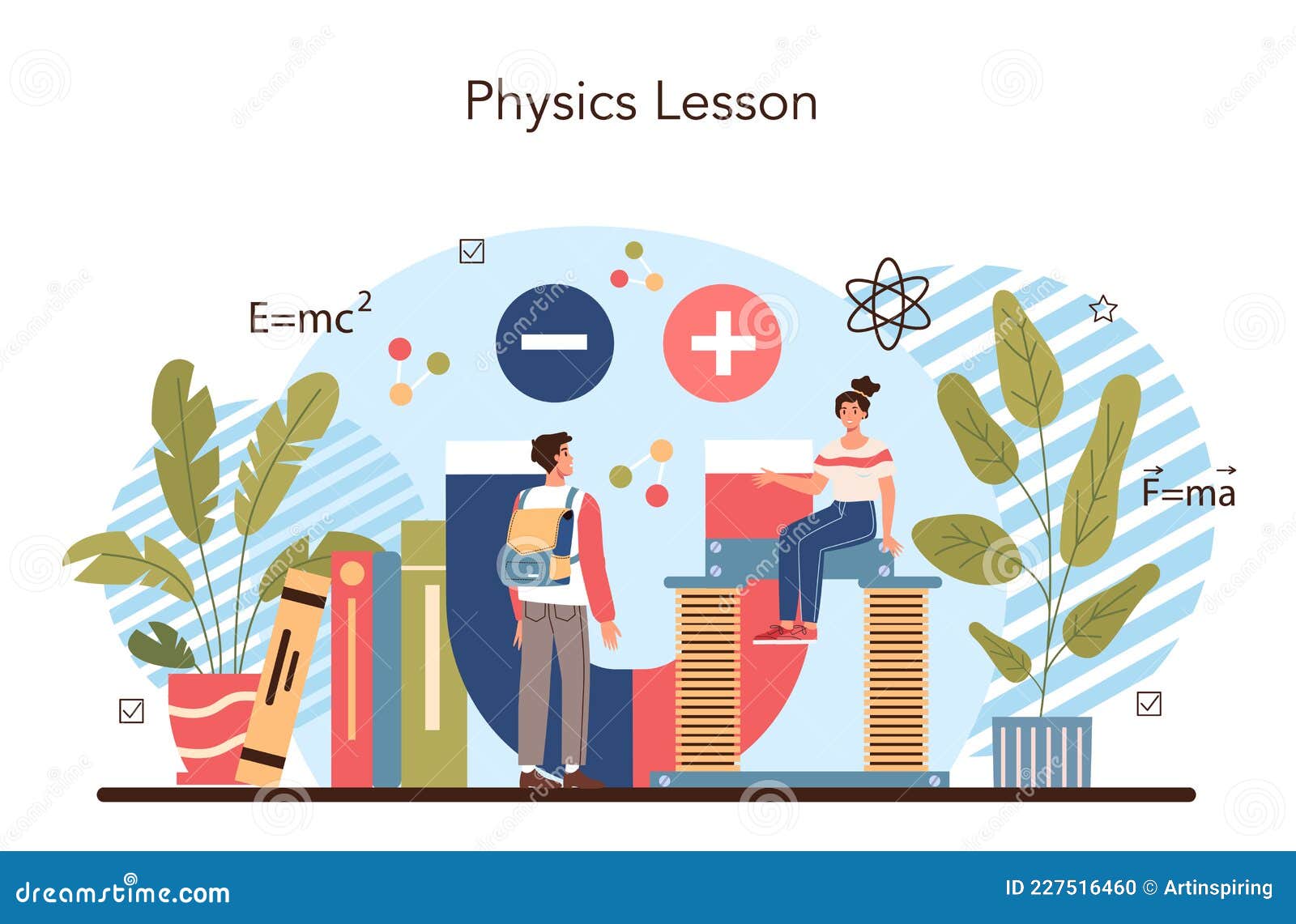 Physics School Subject Concept. Students Explore Electricity, Magnetism ...