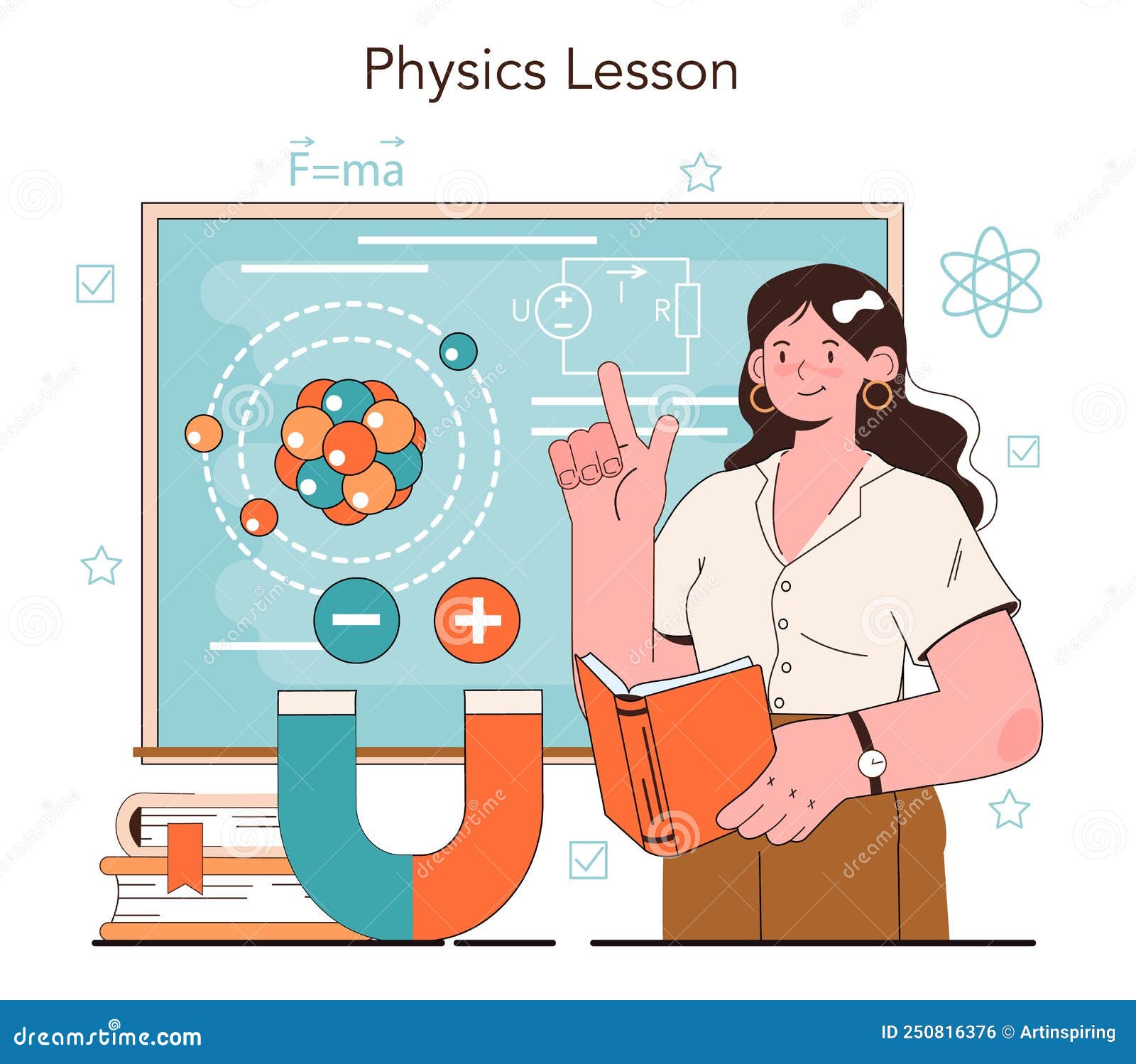 Physics School Subject Concept. Students Explore Electricity, Stock ...