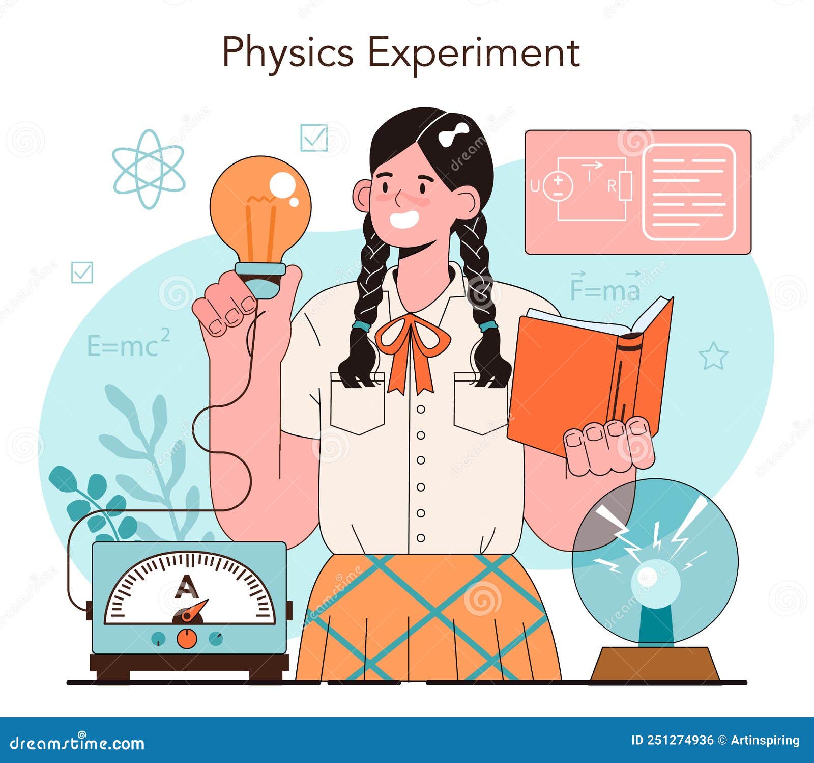 Physics School Subject Concept. Students Explore Electricity, Stock ...