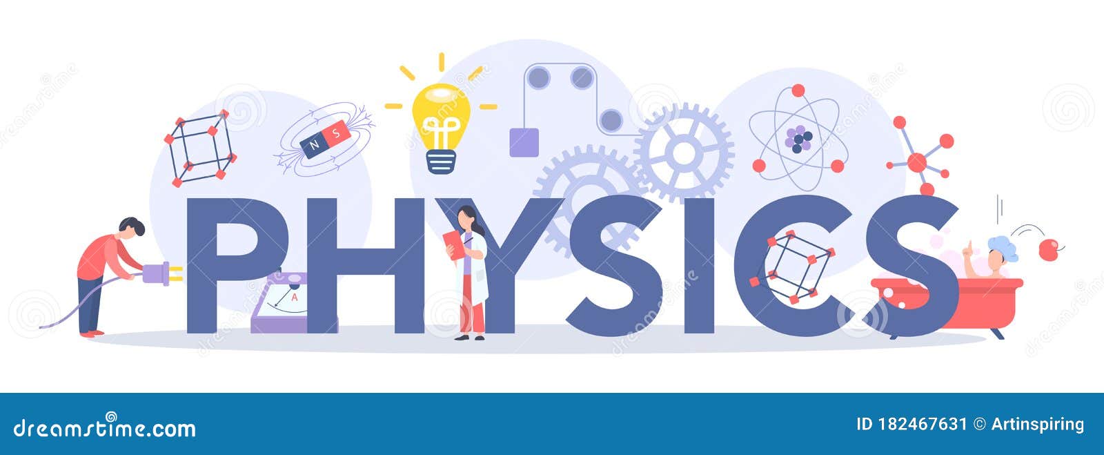 Physics School Subject Typographic Header Concept. Scientist Explore ...