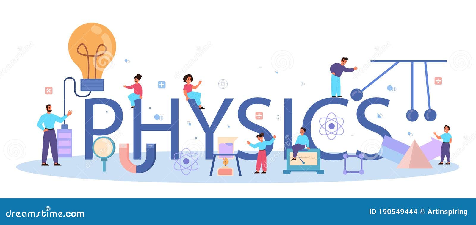 Physics School Subject Typographic Header Concept. Scientist Explore ...