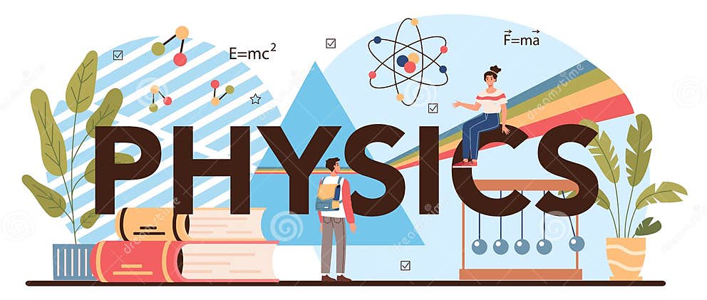 Physics School Subject Typographic Header. Students Explore Electricity ...