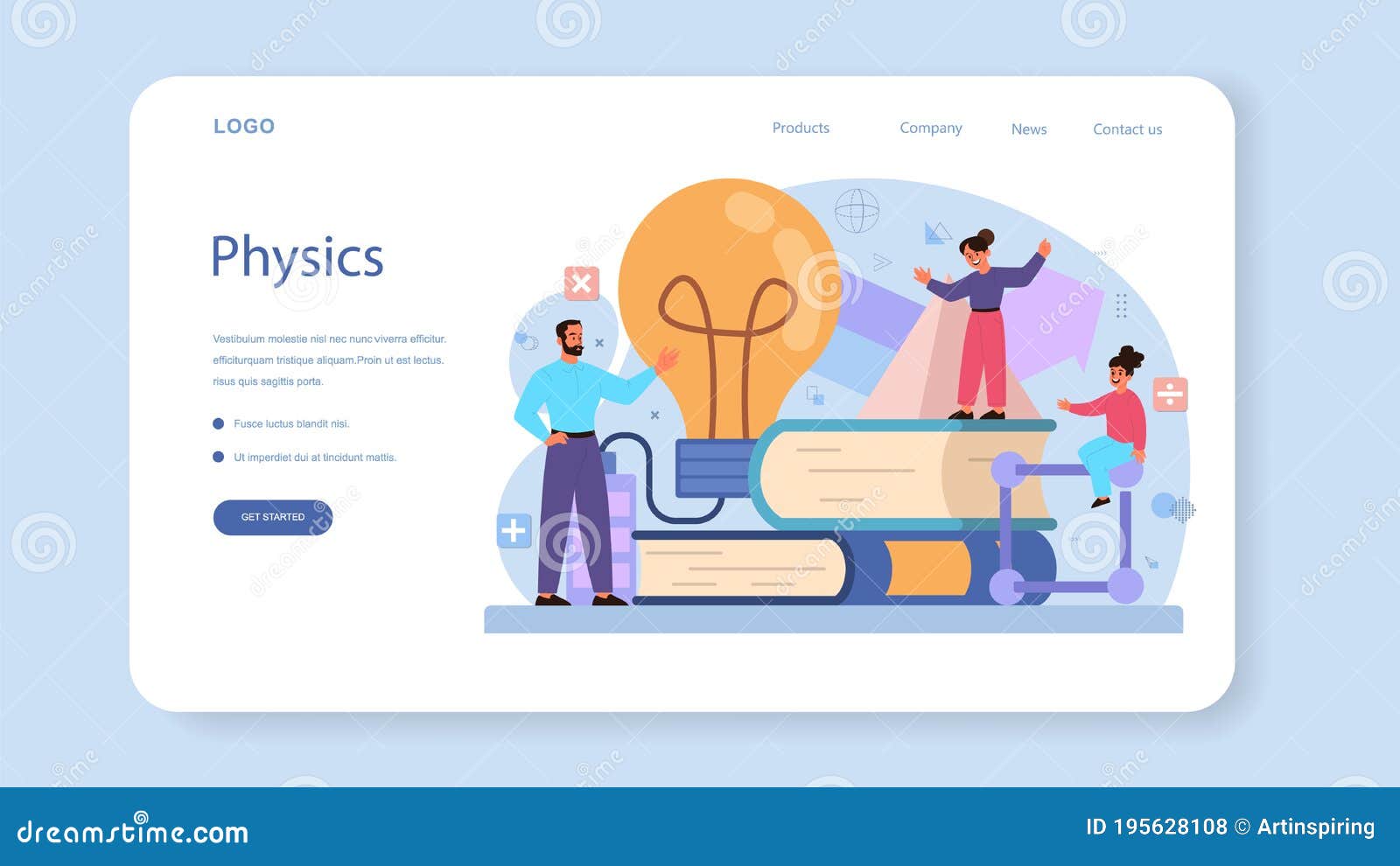 Physics School Subject Web Banner or Landing Page. Scientist Explore ...
