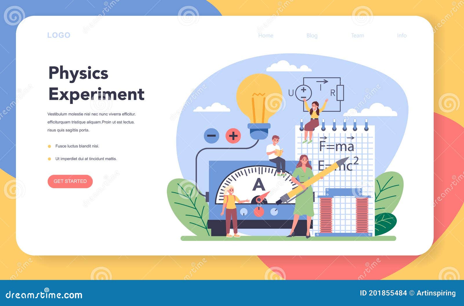 Physics School Subject Web Banner or Landing Page. Scientist Stock ...