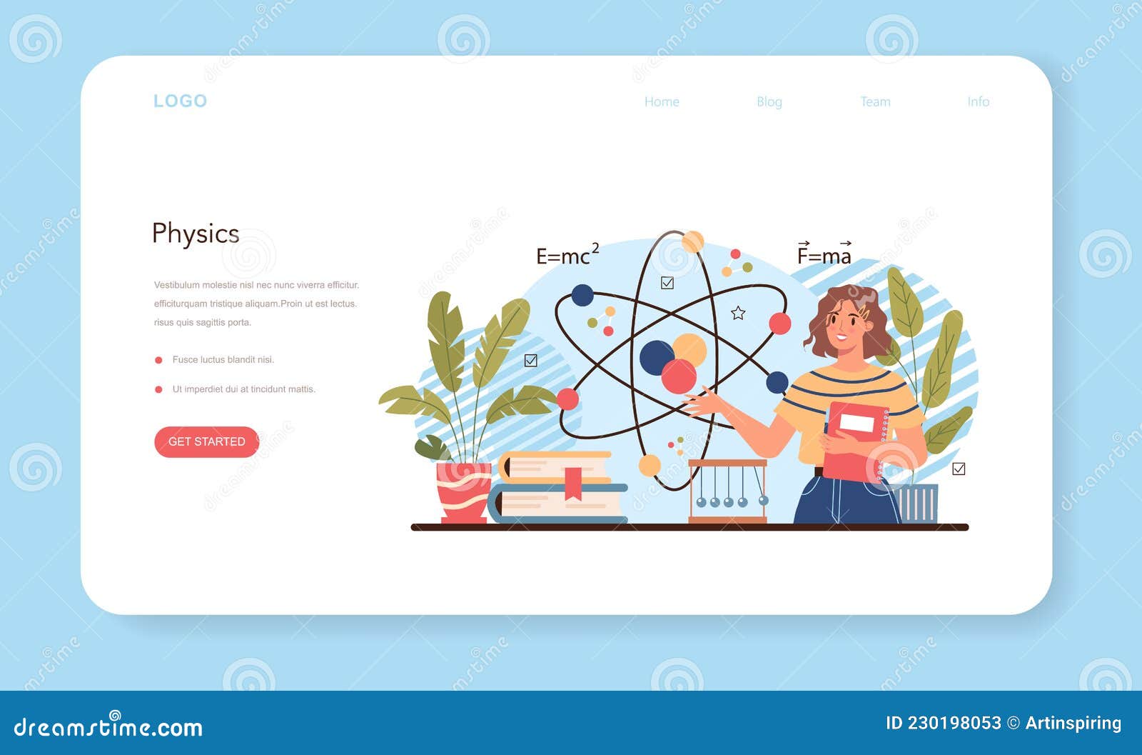 Physics School Subject Web Banner or Landing Page. Students Explore ...