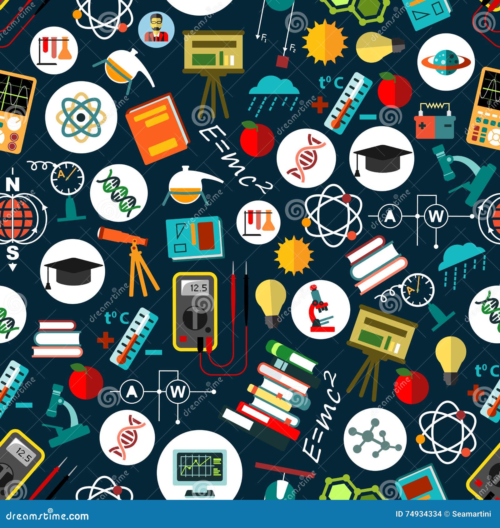 Physics Science Education Flat Seamless Pattern Stock Vector ...