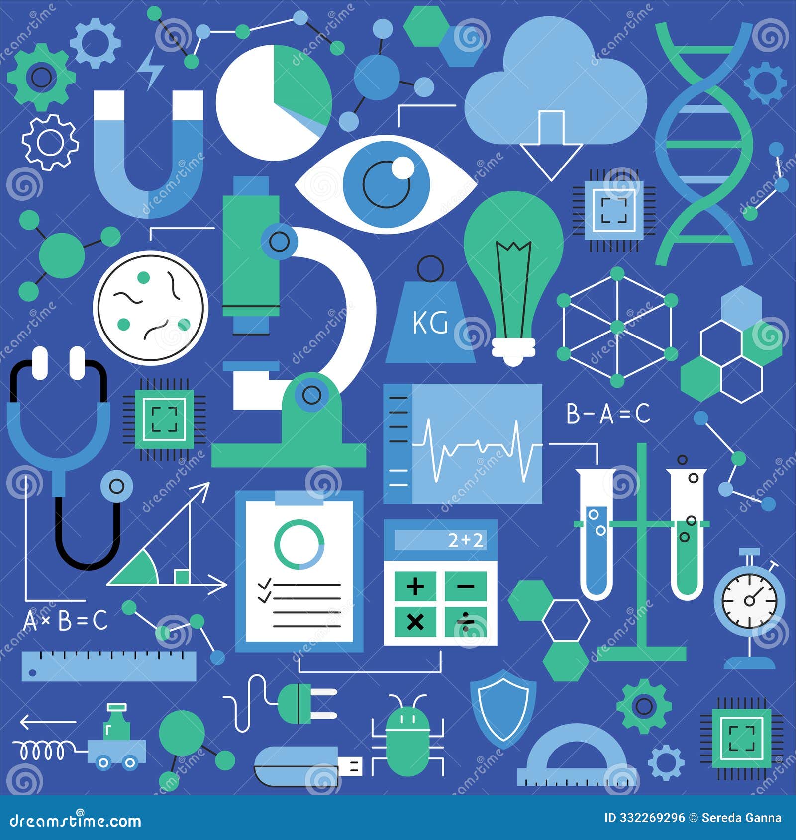 Physics Science Flat Line Set Stock Illustration - Illustration of ...