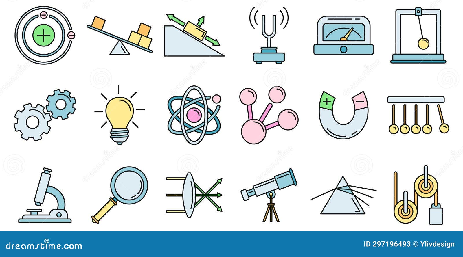 Physics Science Icons Set Vector Color Stock Illustration ...