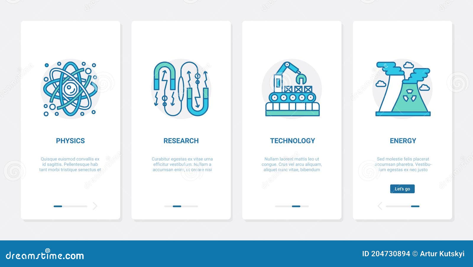 Physics Science Research, Atomic Industry Technology, UX, UI Mobile App ...