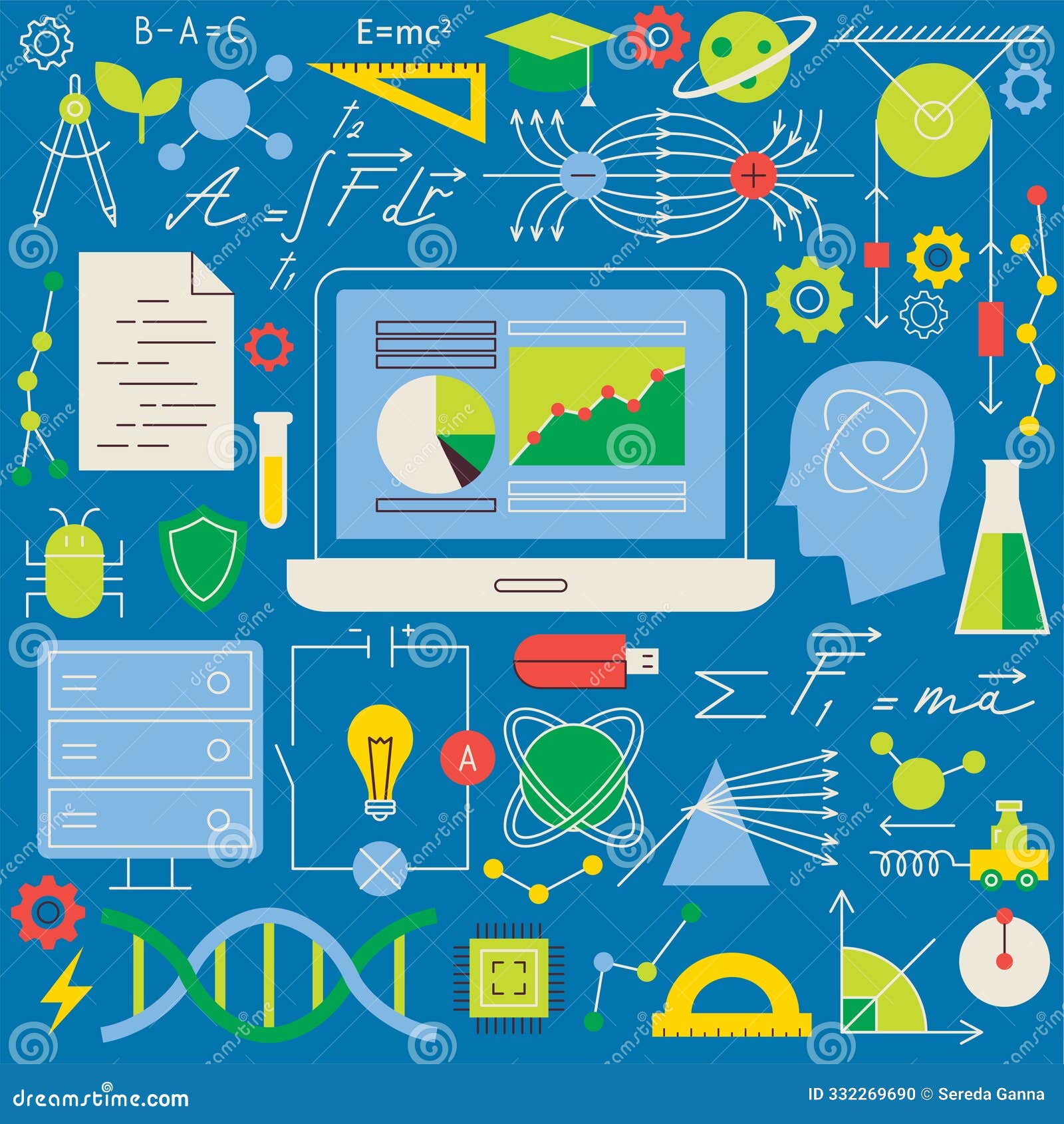 Physics Science Seamless Pattern Stock Illustration - Illustration of ...