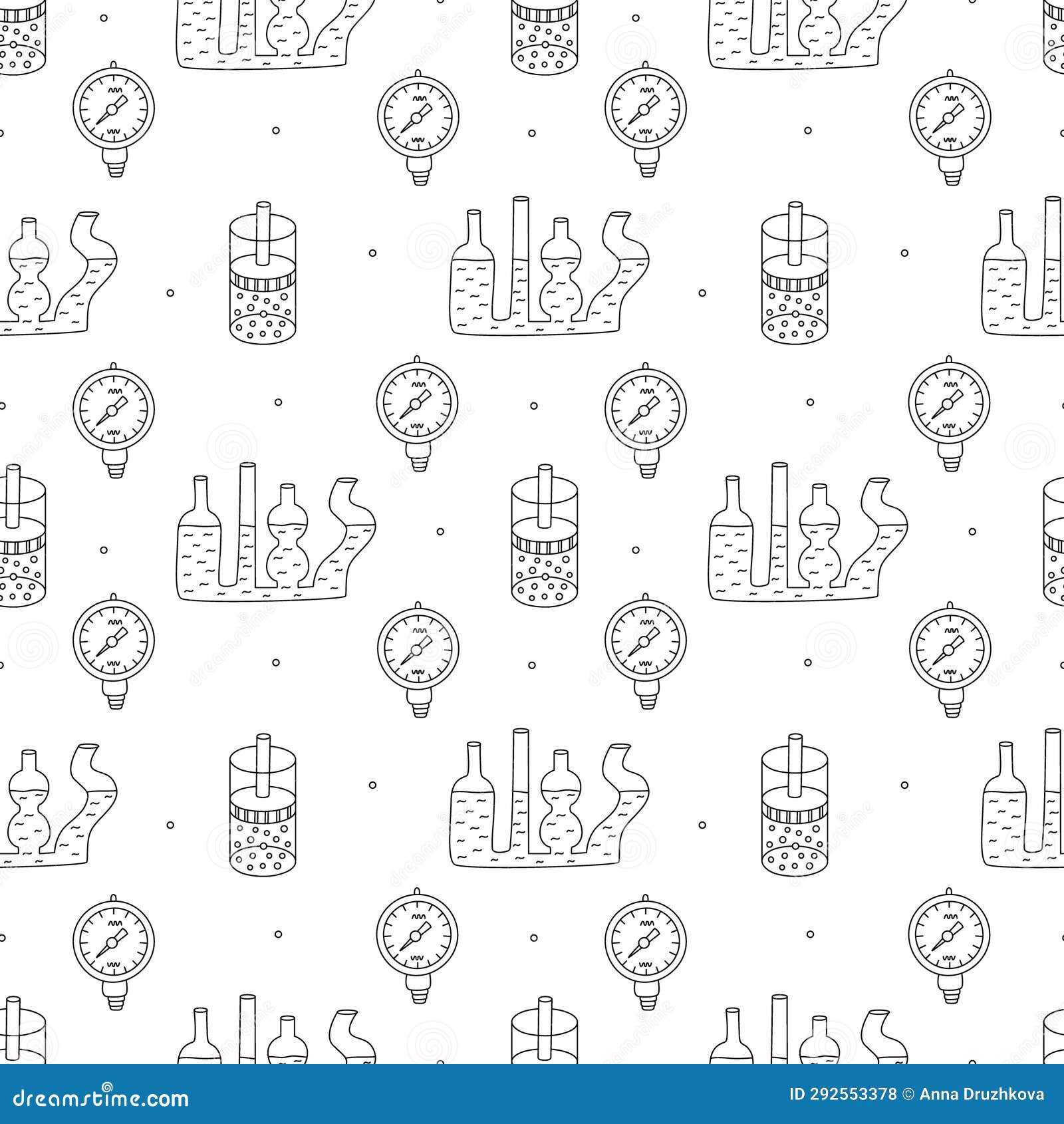 Physics Sciences Seamless Pattern Liquids and Gases Doodle Illustration Stock Vector ...