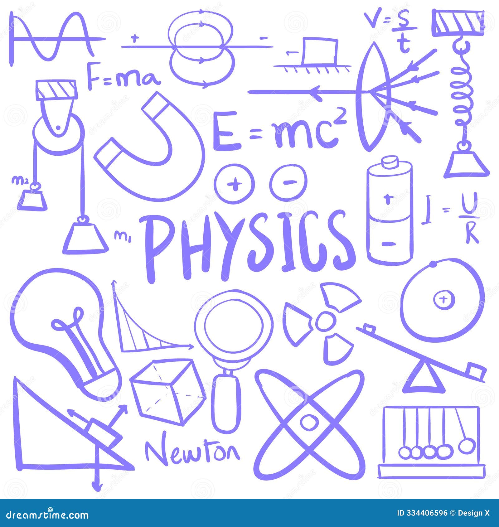 Physics Scribbles Vector. Hand Drawing Physics Doodle Scribble Vector ...