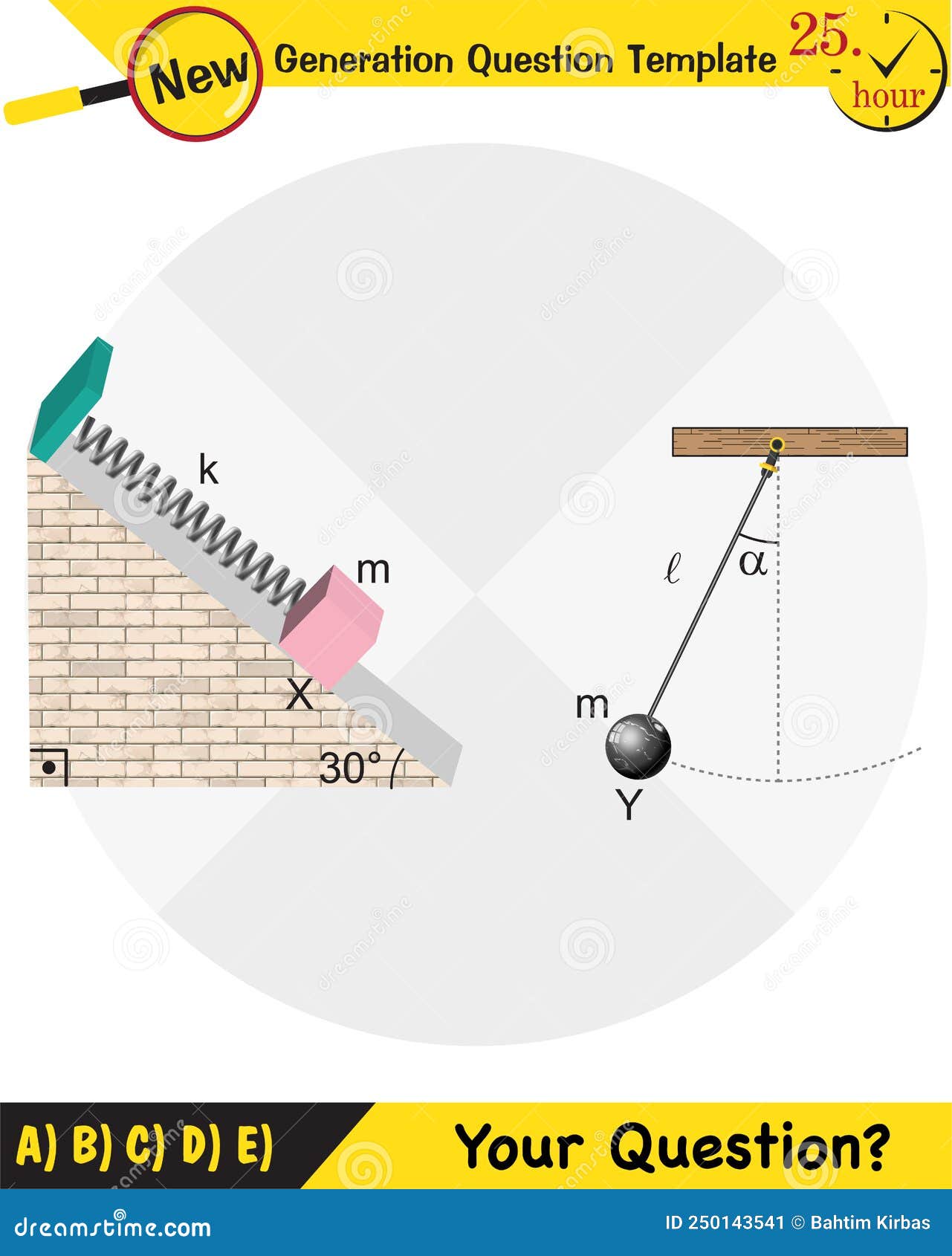 Physics, Simple Harmonic Motion, Exam Question, Eps Stock Illustration ...