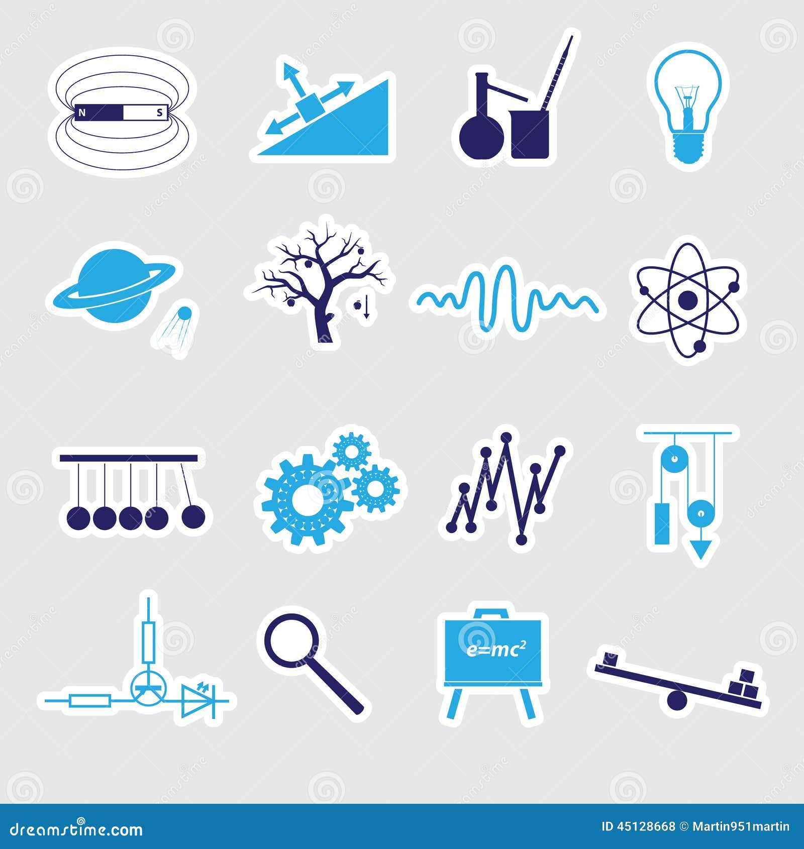 Physics stickers set eps10 stock vector. Illustration of design - 45128668