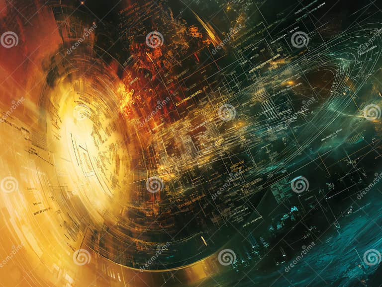 A Physics Themed Artwork Displays Complex Formulas and Diagrams ...