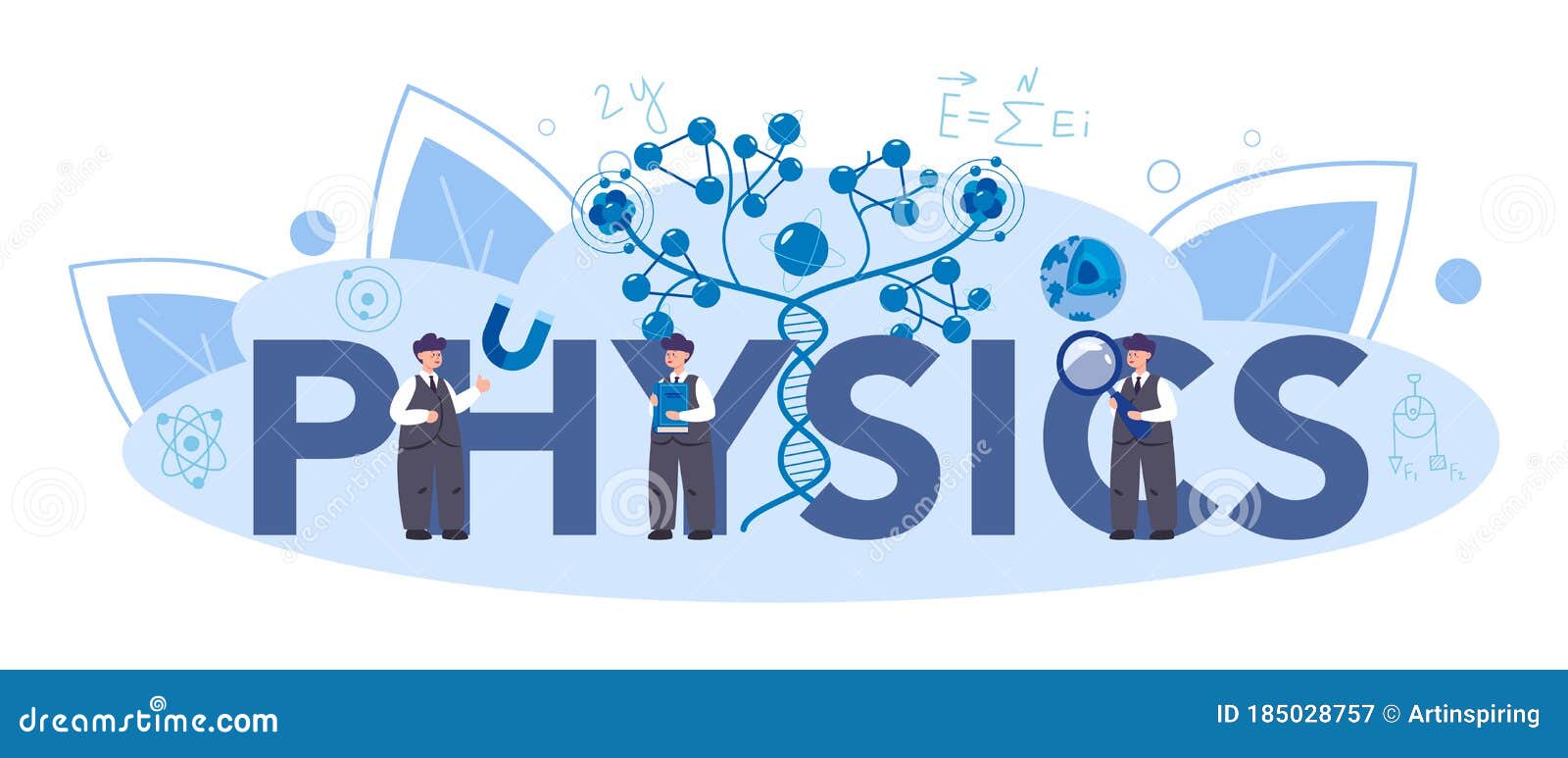 Physics Typographic Header Concept. Scientist Explore Electricity ...