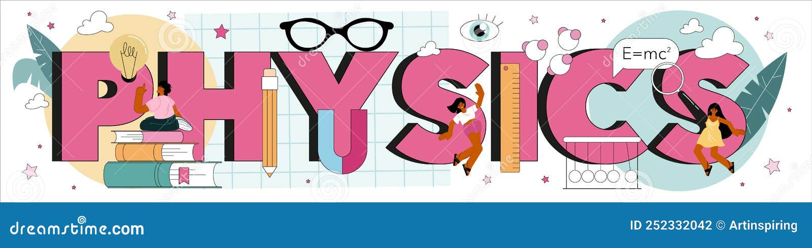 Physics Typographic Header. Students Explore Electricity, Magnetism ...