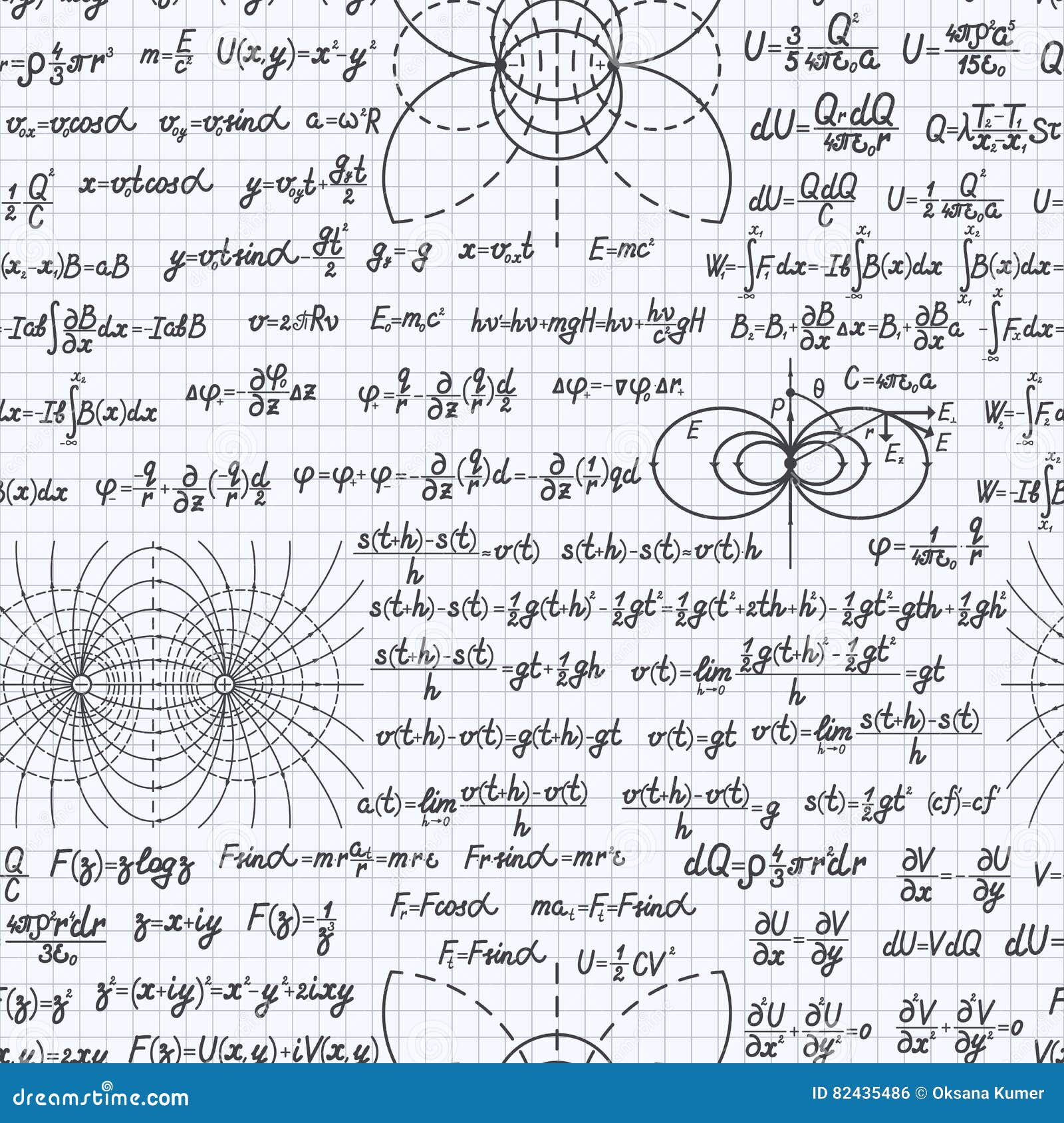 Physics Vector Seamless Pattern Backdrop Notebook Stock Vector ...