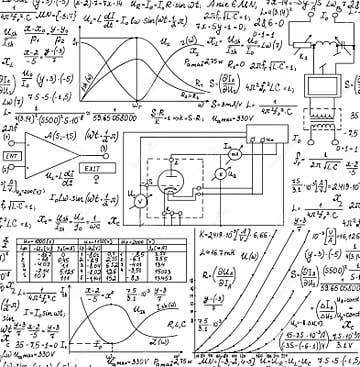 Physics Vector Seamless Pattern with Handwritten Technical Drawings ...