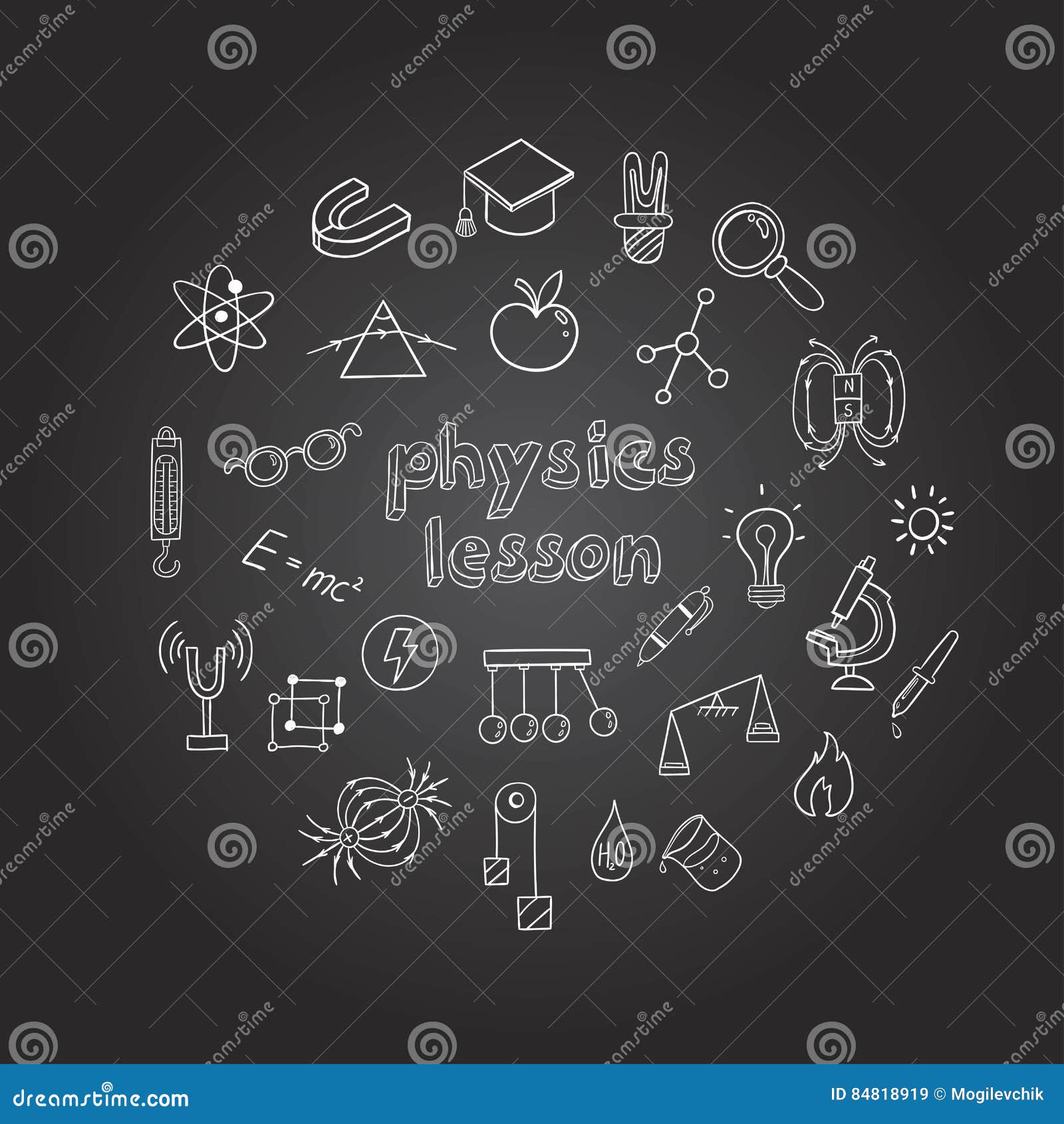 Physik-Hand Gezeichnete Ikonen-Sammlung Vektor Abbildung - Illustration ...