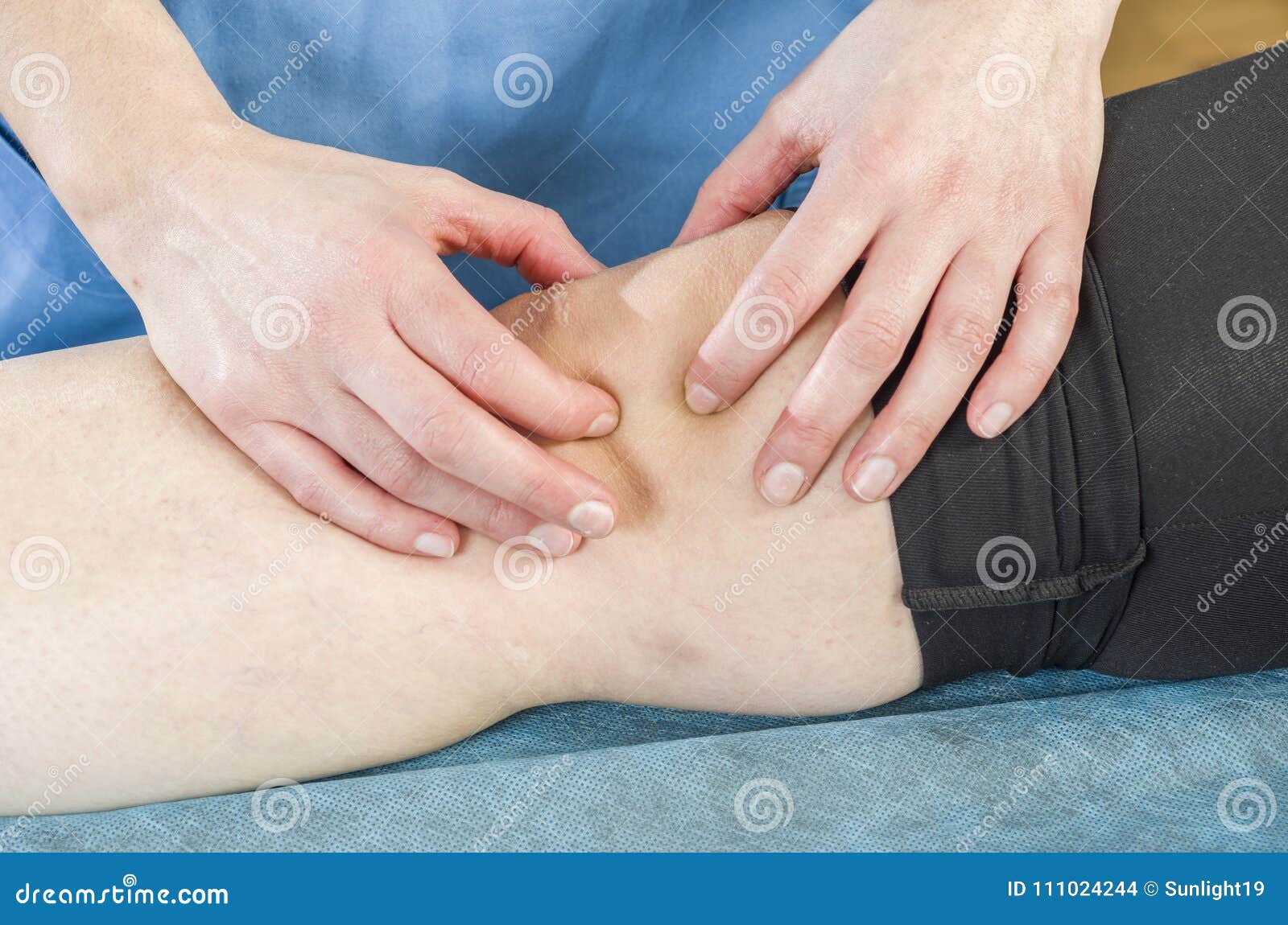 Physiotherapist, Chiropractor Doing a Patellar Mobilization, Knee Pain ...