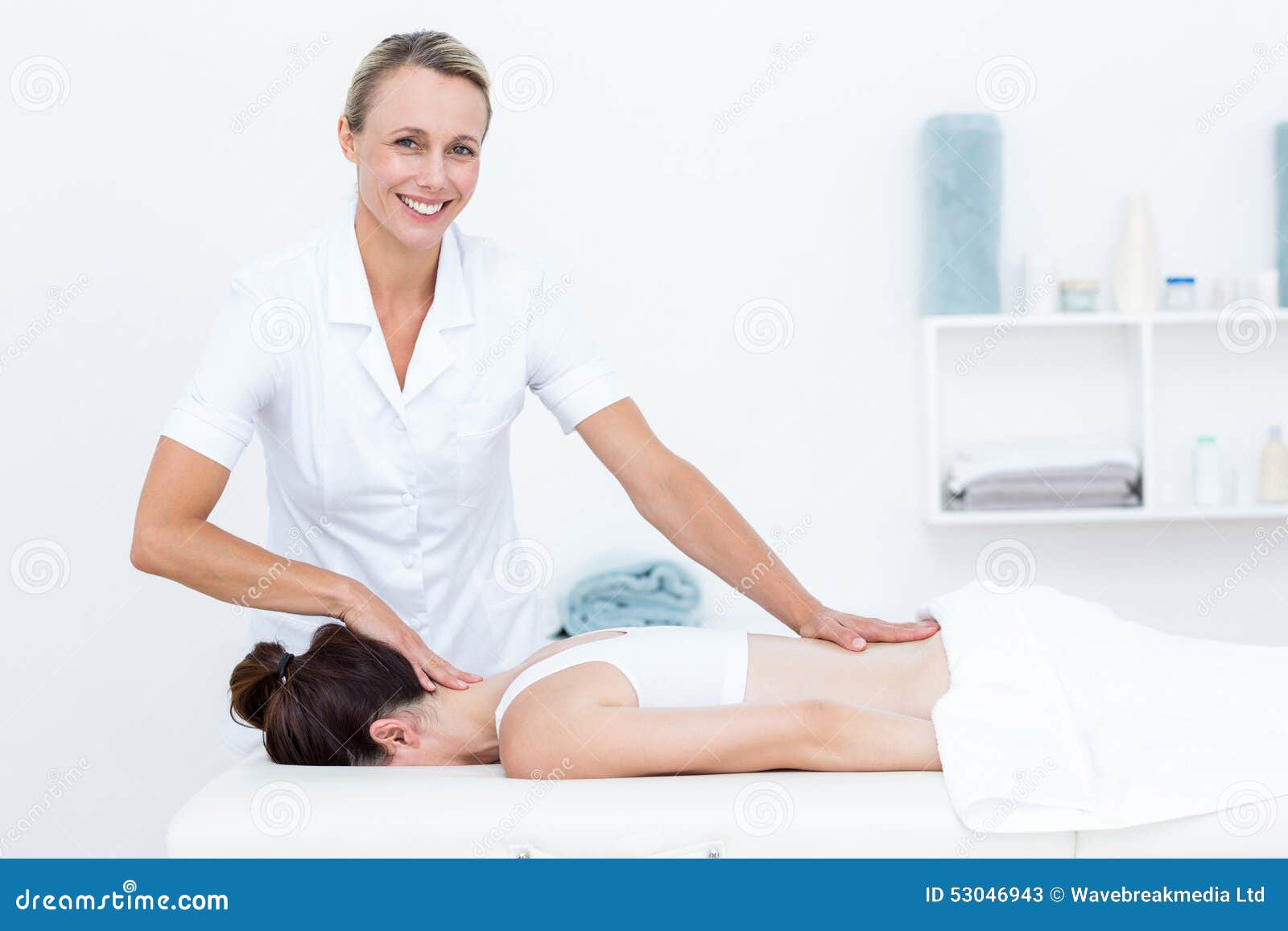 Physiotherapist Doing Back Massage Stock Image - Image of back, medical ...