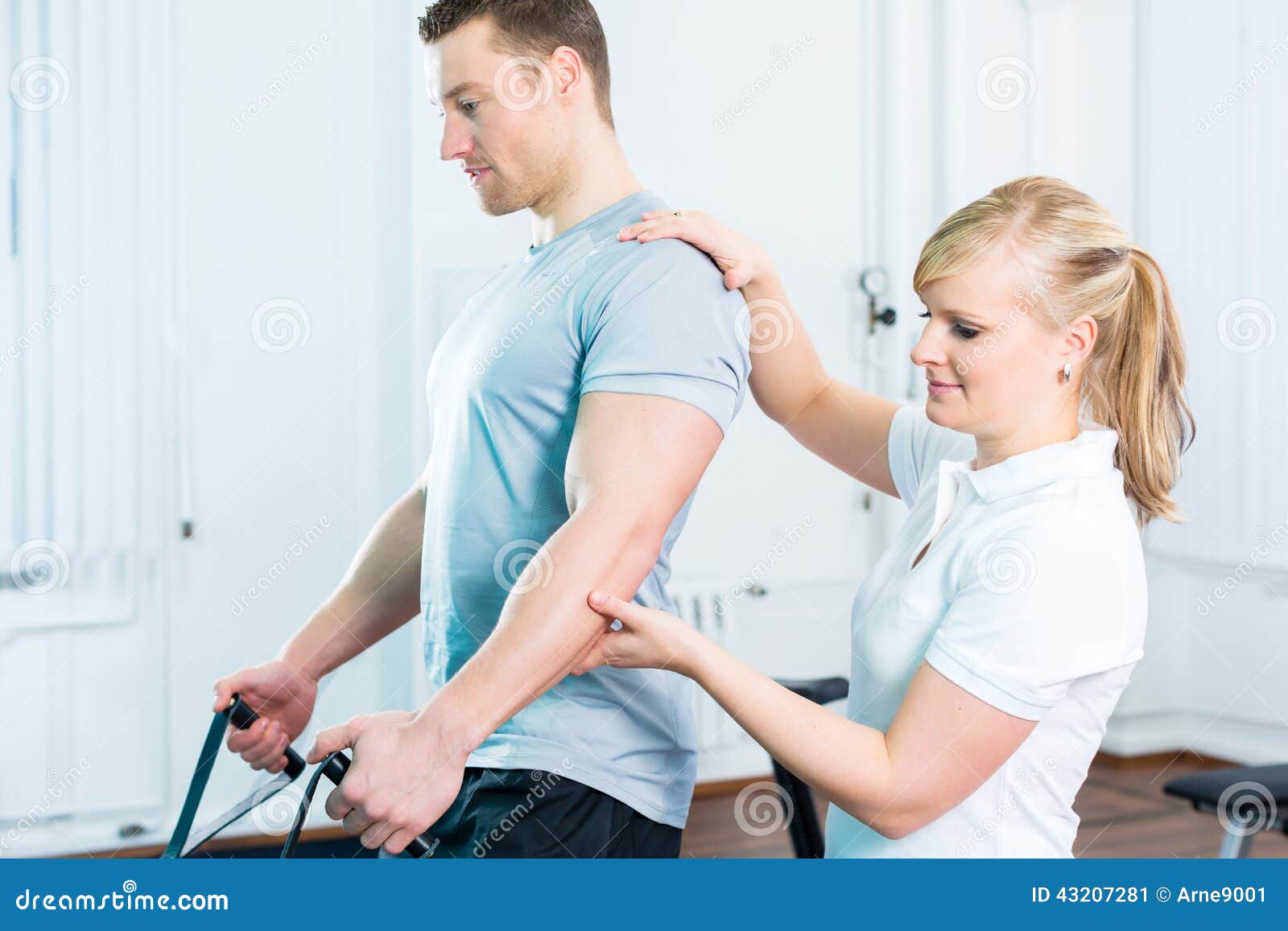 Physiotherapist Excercising Patient in Practice Stock Image - Image of ...