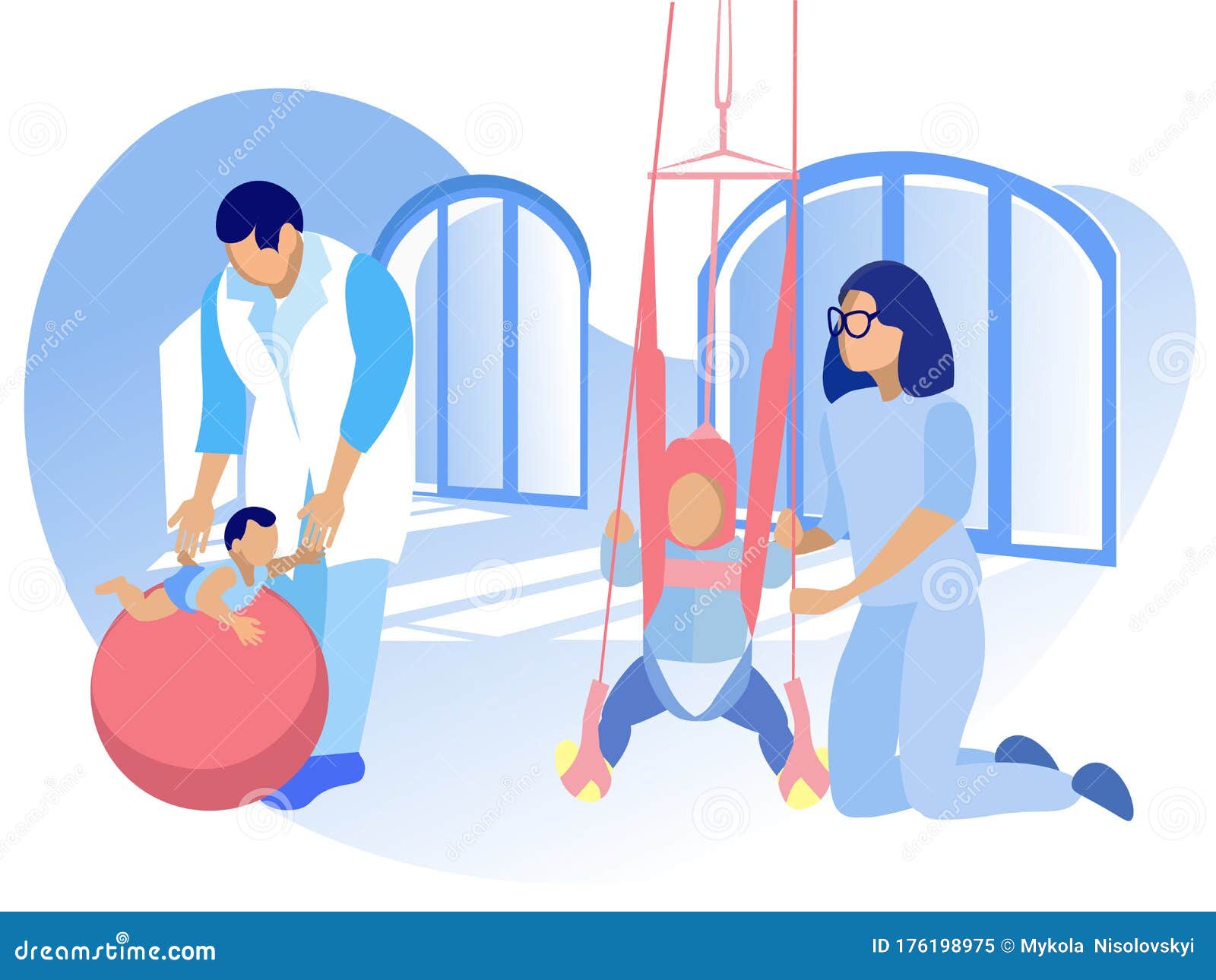 Physiotherapist Working with Newborn Baby Cartoon Stock Vector ...