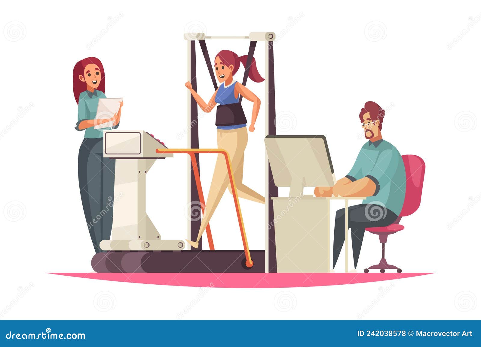 Set Of Physiotherapy Cartoon Icon Design Template With Various Models ...