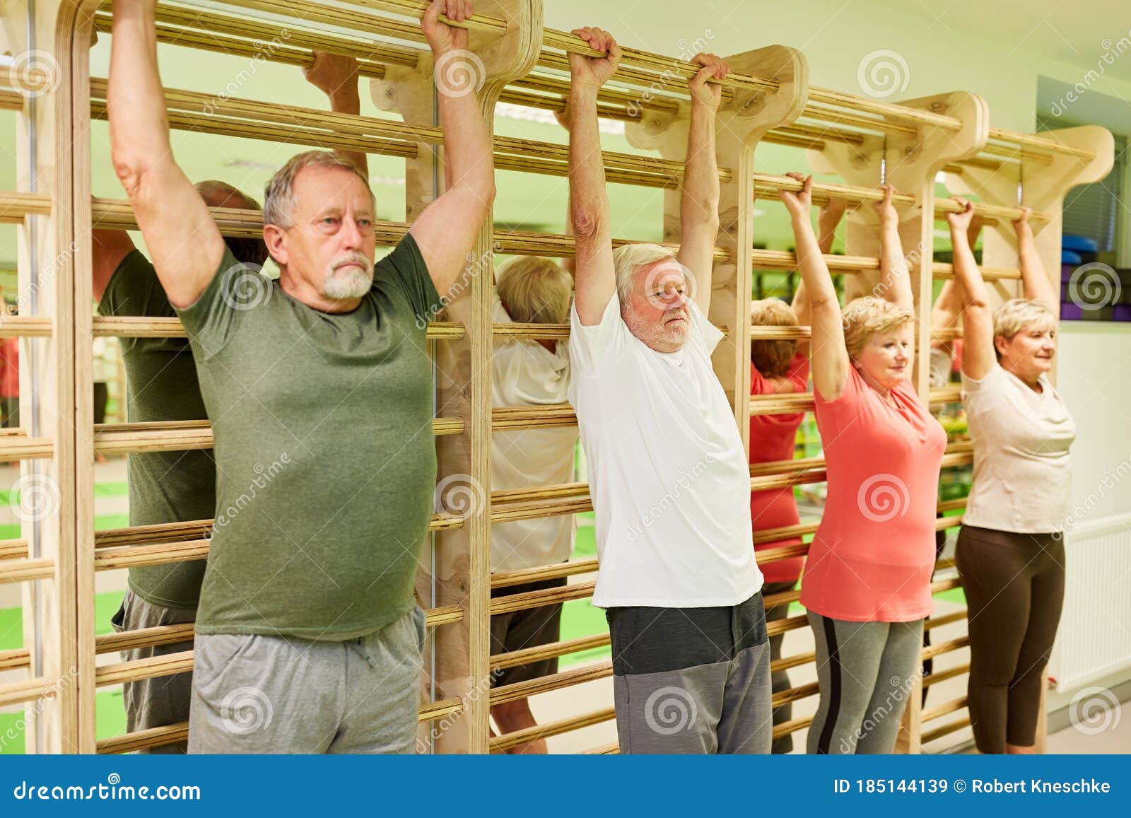 Physiotherapy Exercise on the Wall Bars Stock Image - Image of ...