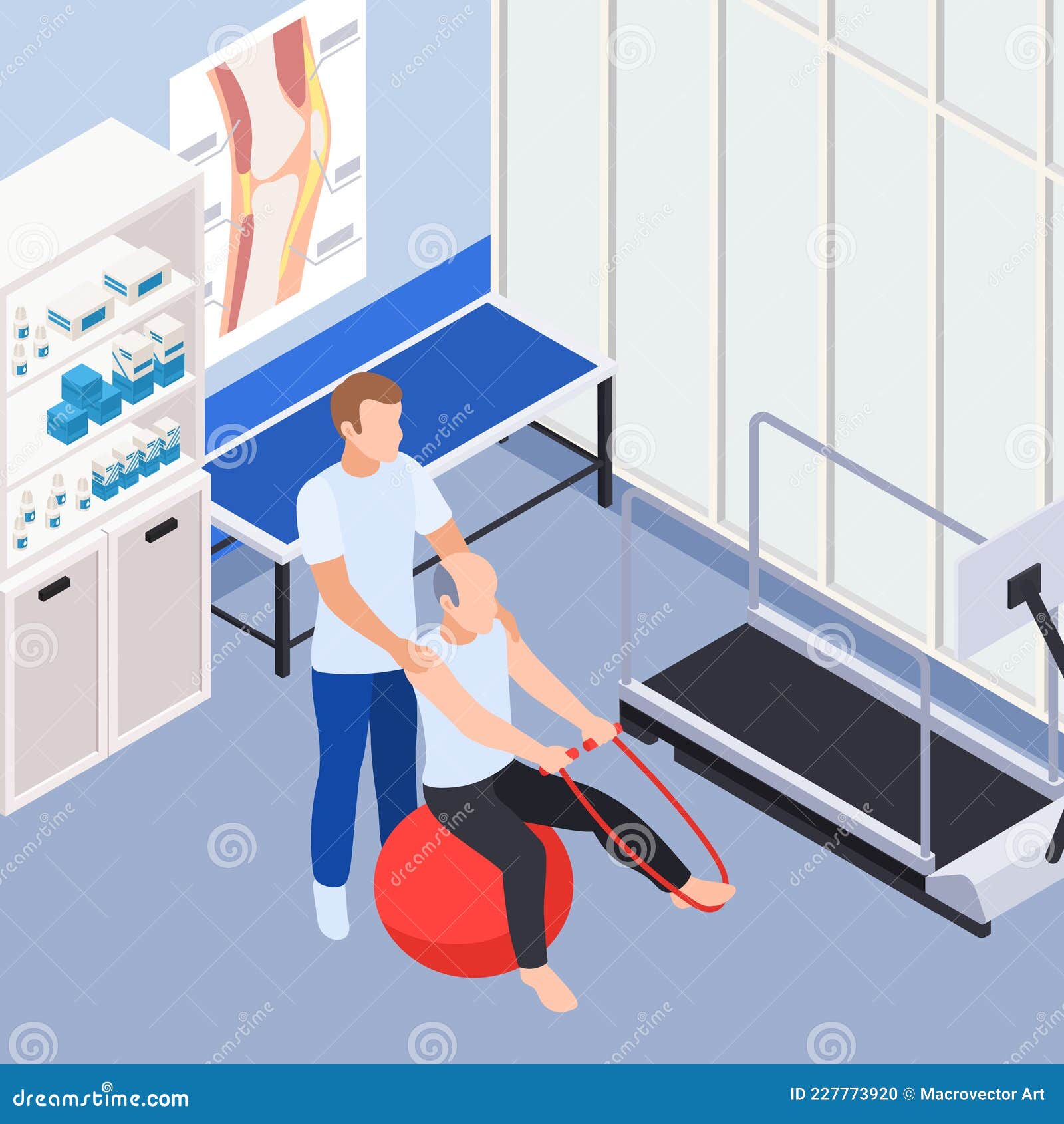 Physiotherapy Rehabilitation Clinic Isometric Stock Vector