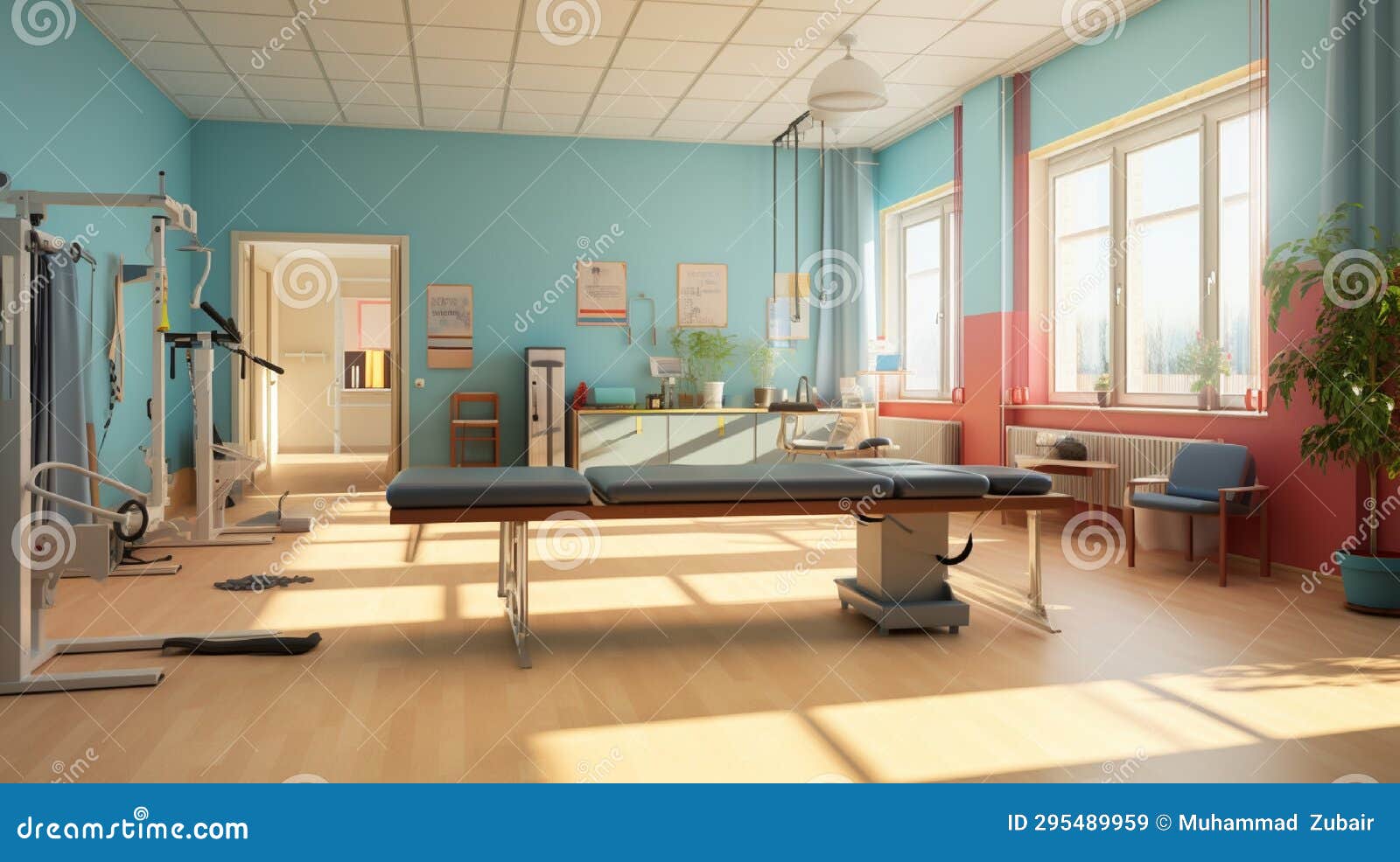 Physiotherapy a room. stock illustration. Illustration of recovery ...