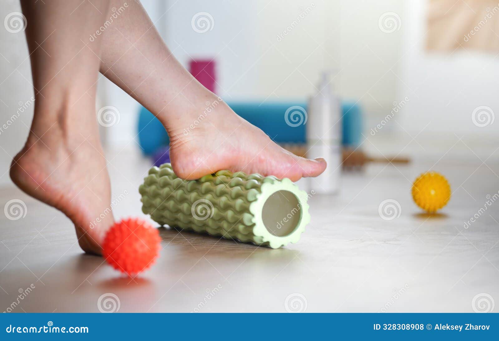 Physiotherapy Session for Legs, with Massage Ball and Roller Stock ...