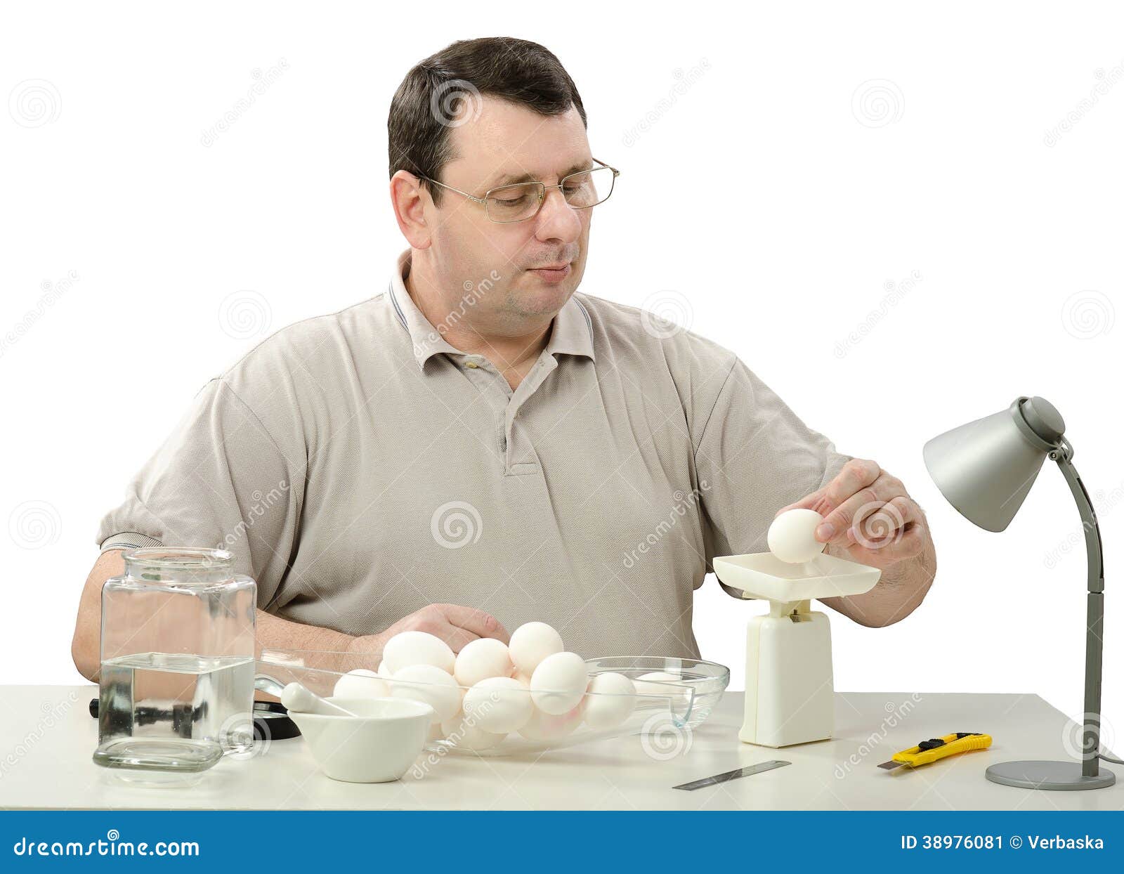 Phytocontrol Engineer Weighing White Chicken Eggs Stock Image - Image ...