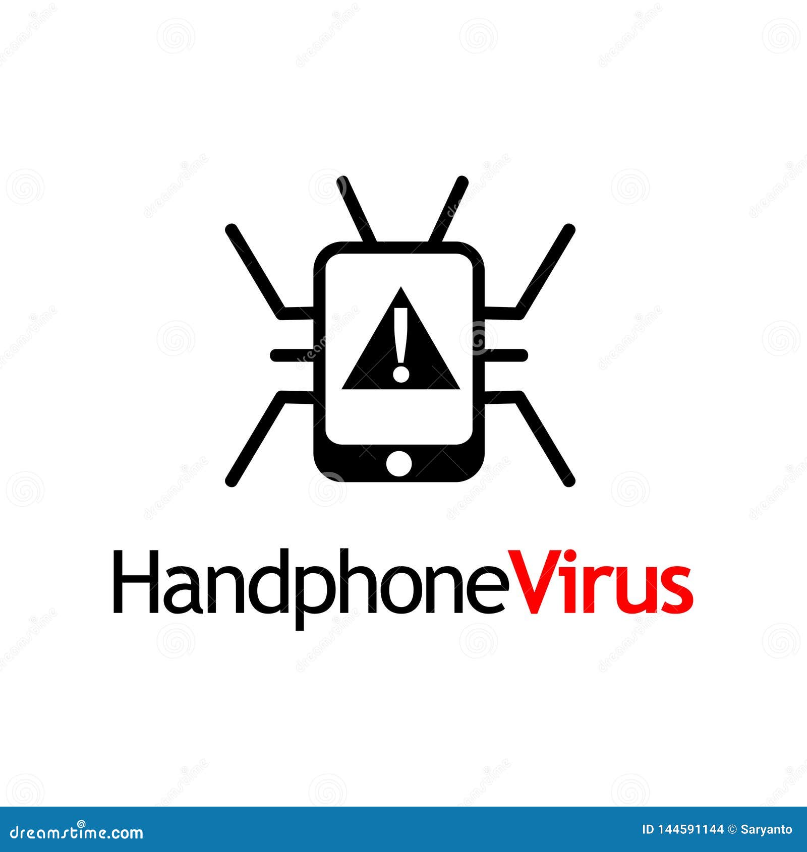Smartphone Virus Logo Template. Flat Design Stock Vector - Illustration ...