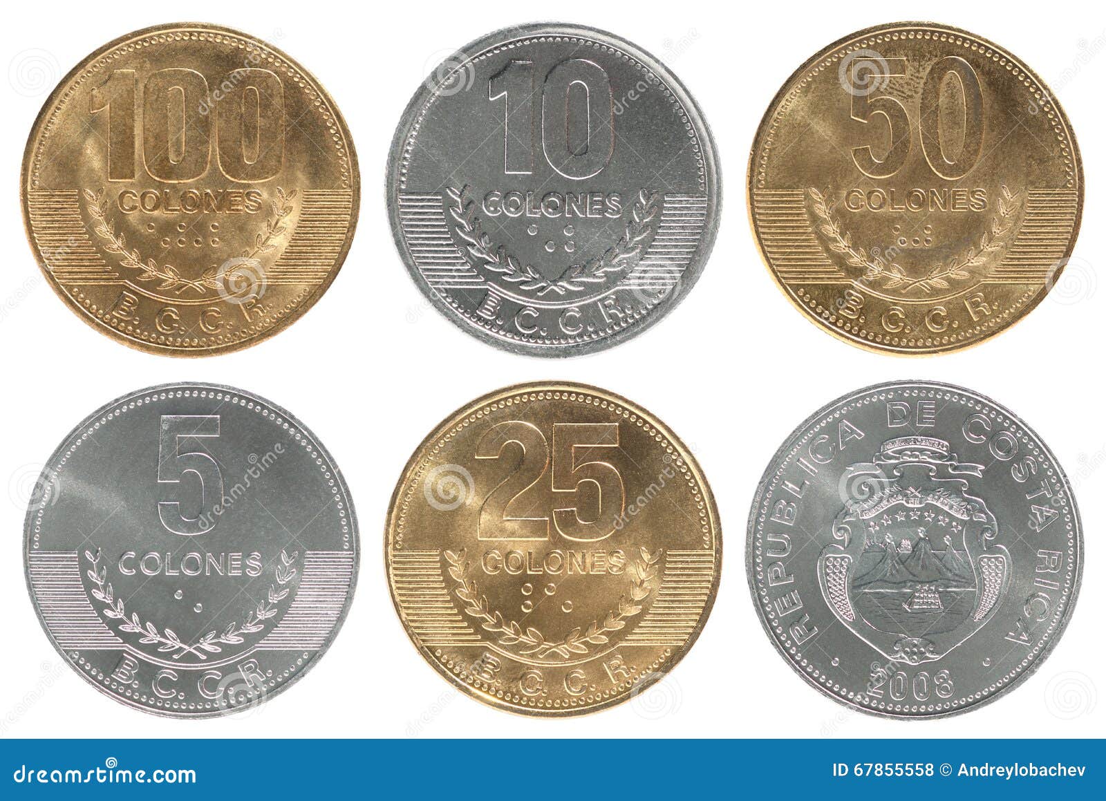 Pièces De Monnaie De Costa Rica Set Photo stock - Image du financier ...