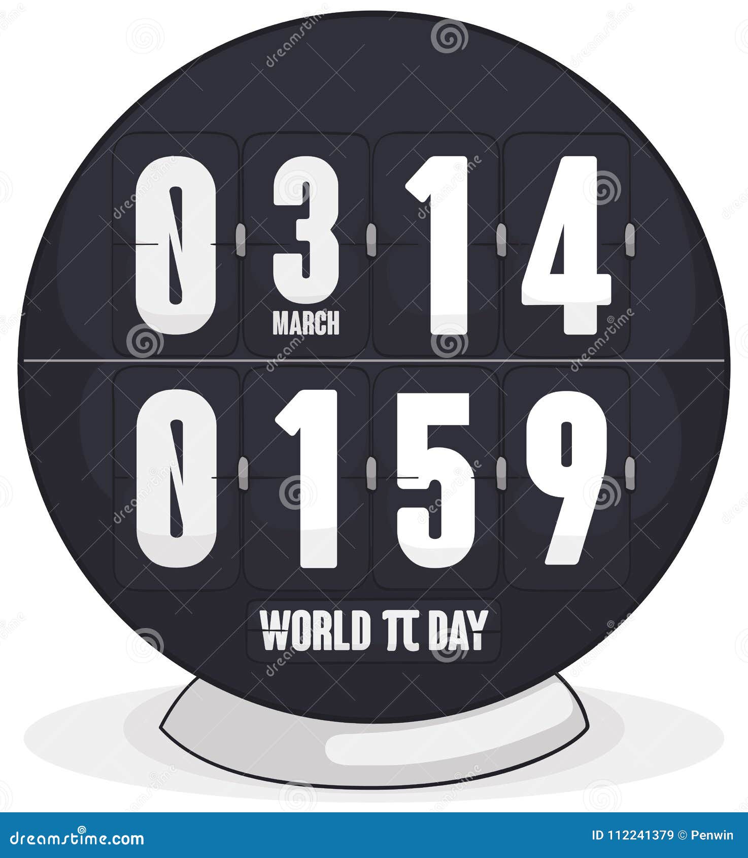 Pi Day Celebrated with Flip Clock with Value of Pi, Vector Illustration ...