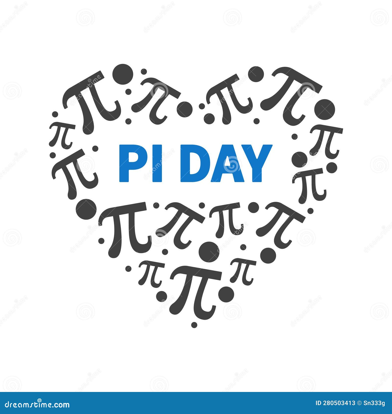 Pi Day on March 14th Vector Heart Shaped Banner - Math Illustration ...