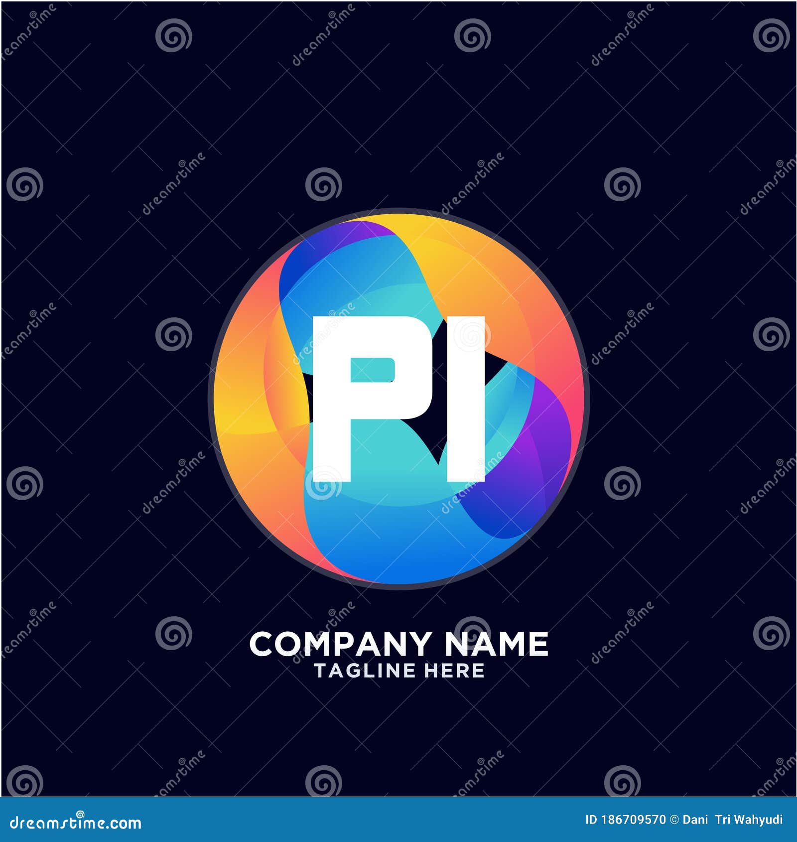 PI Initial Logo with Colorful Circle Template Vector Stock Vector ...