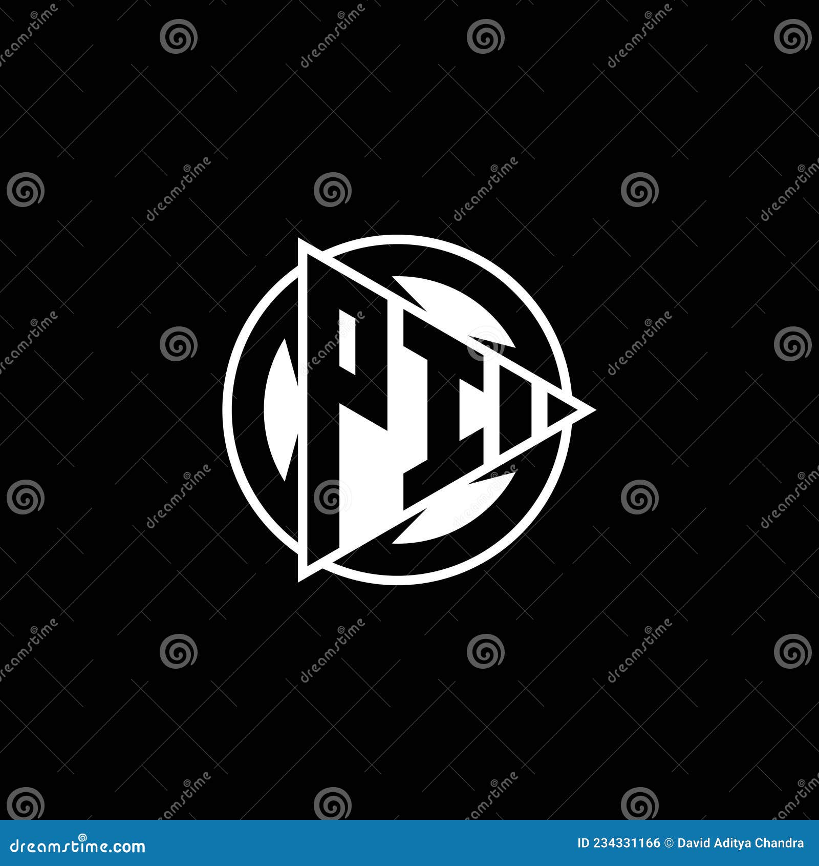 PI Logo Monogram Triangle Play Shape Circle Rounded Stock Vector ...