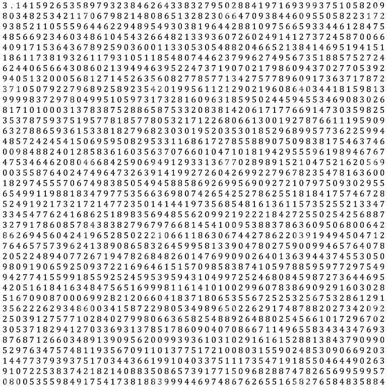 Pi - 3.1415 - Mathematical Column of Figures Vector Background Stock ...