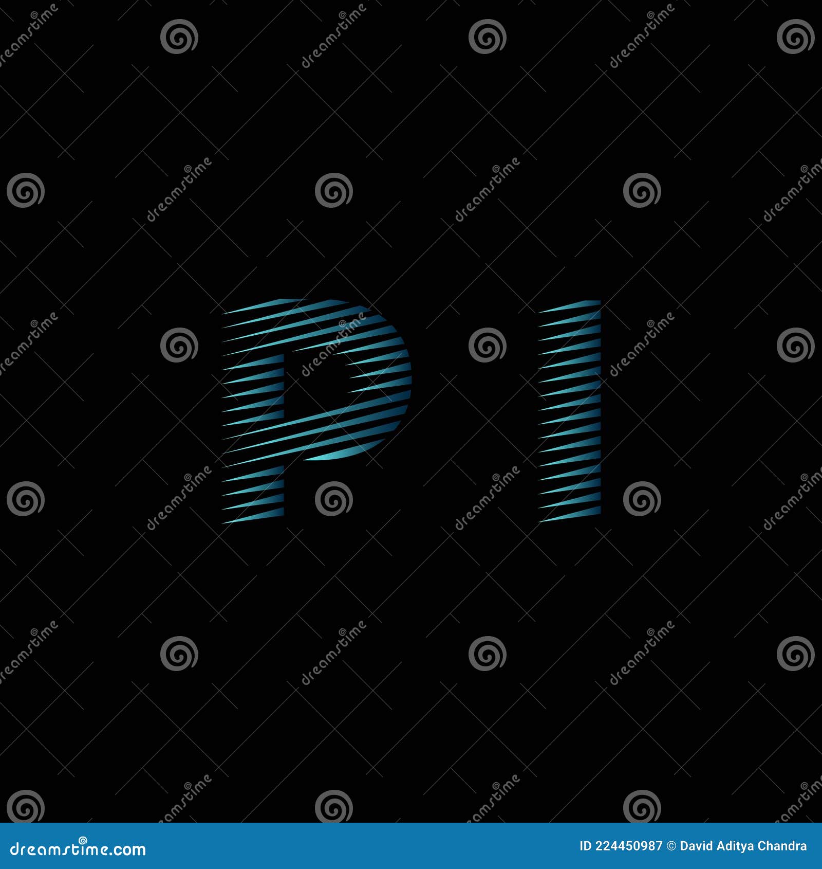 PI Monogram Lines Style Blue Light Vector Stock Vector - Illustration ...