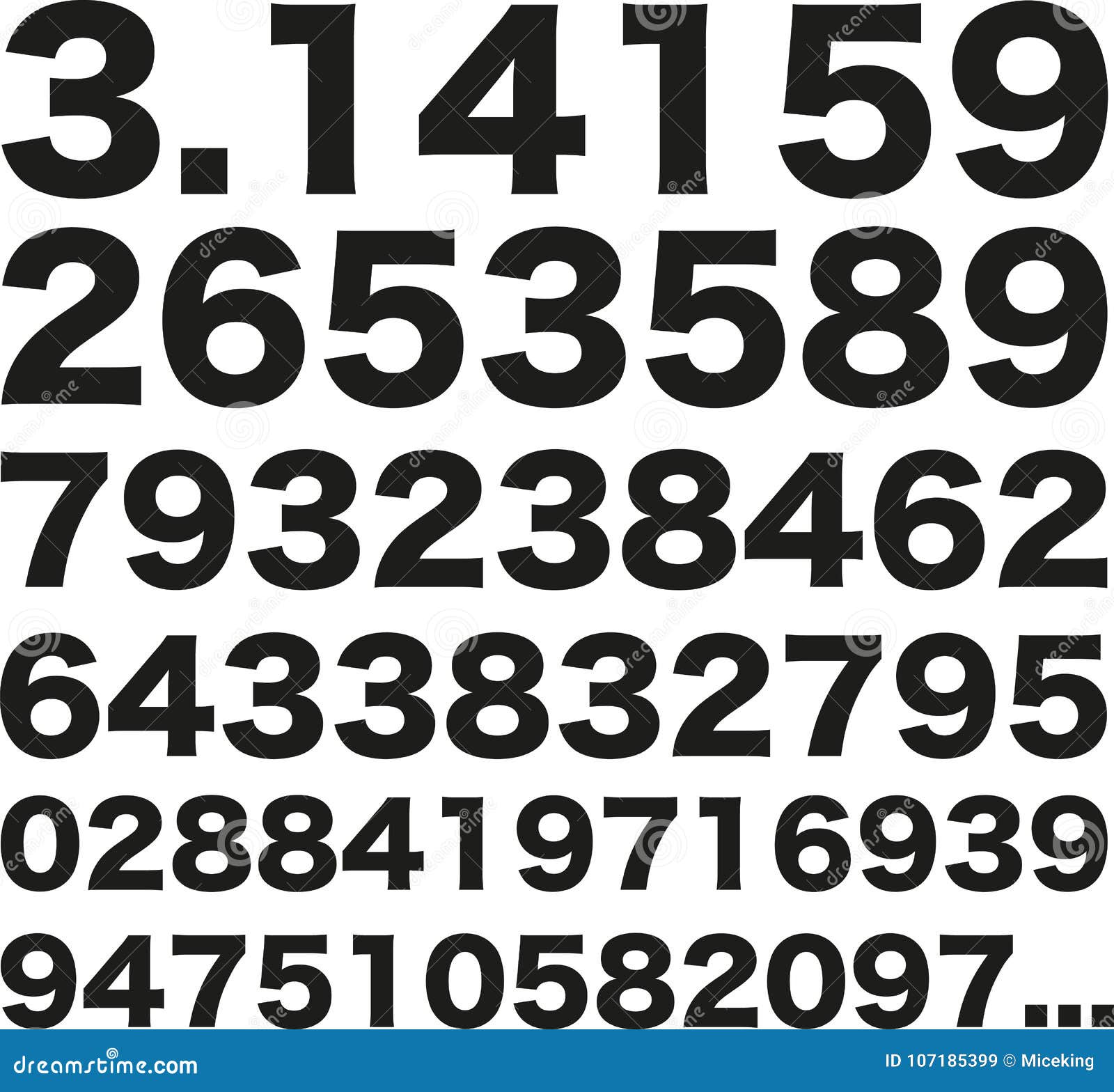 Pi number 3.141592653589 stock vector. Illustration of university ...